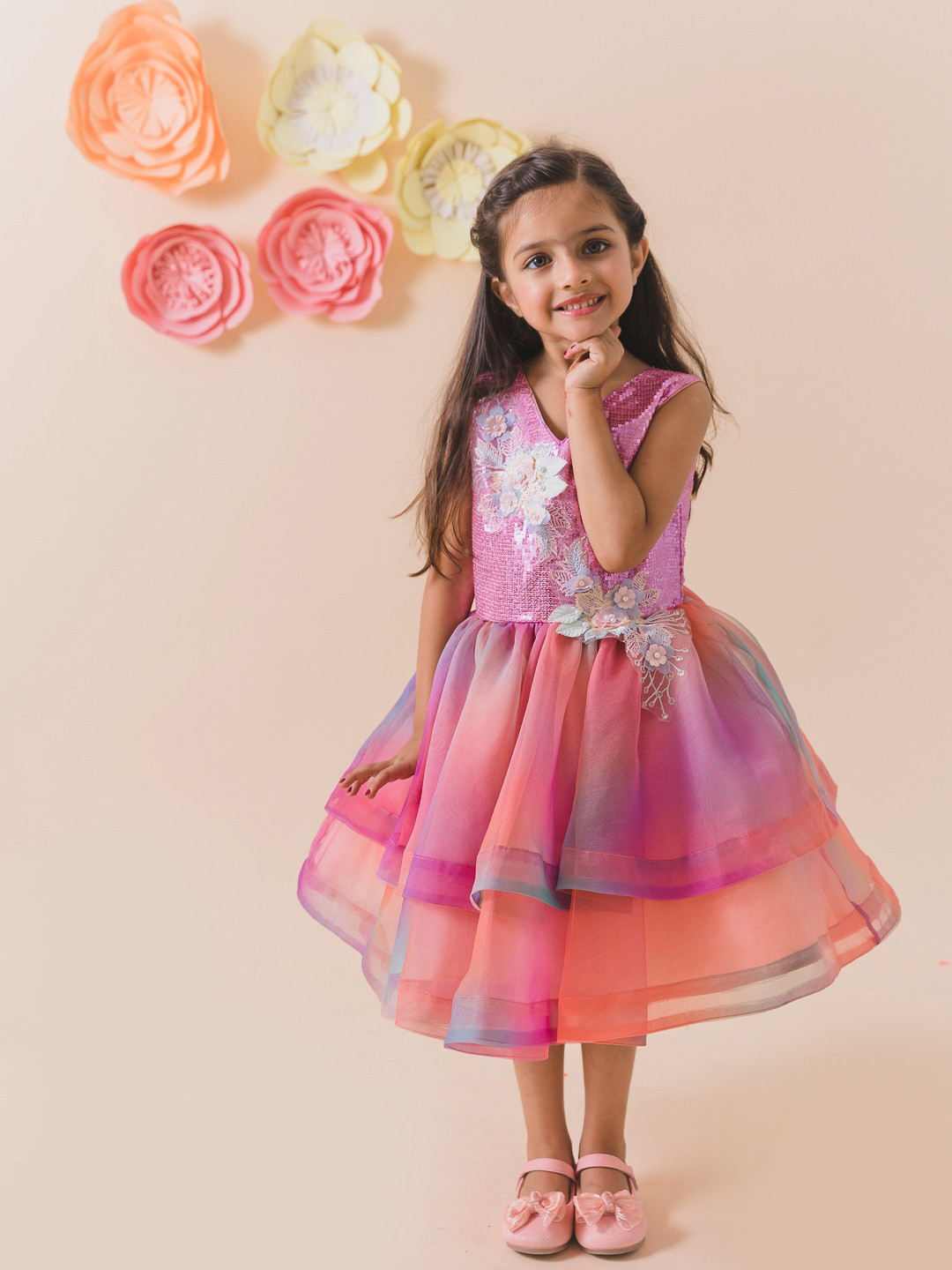Buy Pspeaches Floral Net Dress - Dresses for Girls 21221232 | Myntra