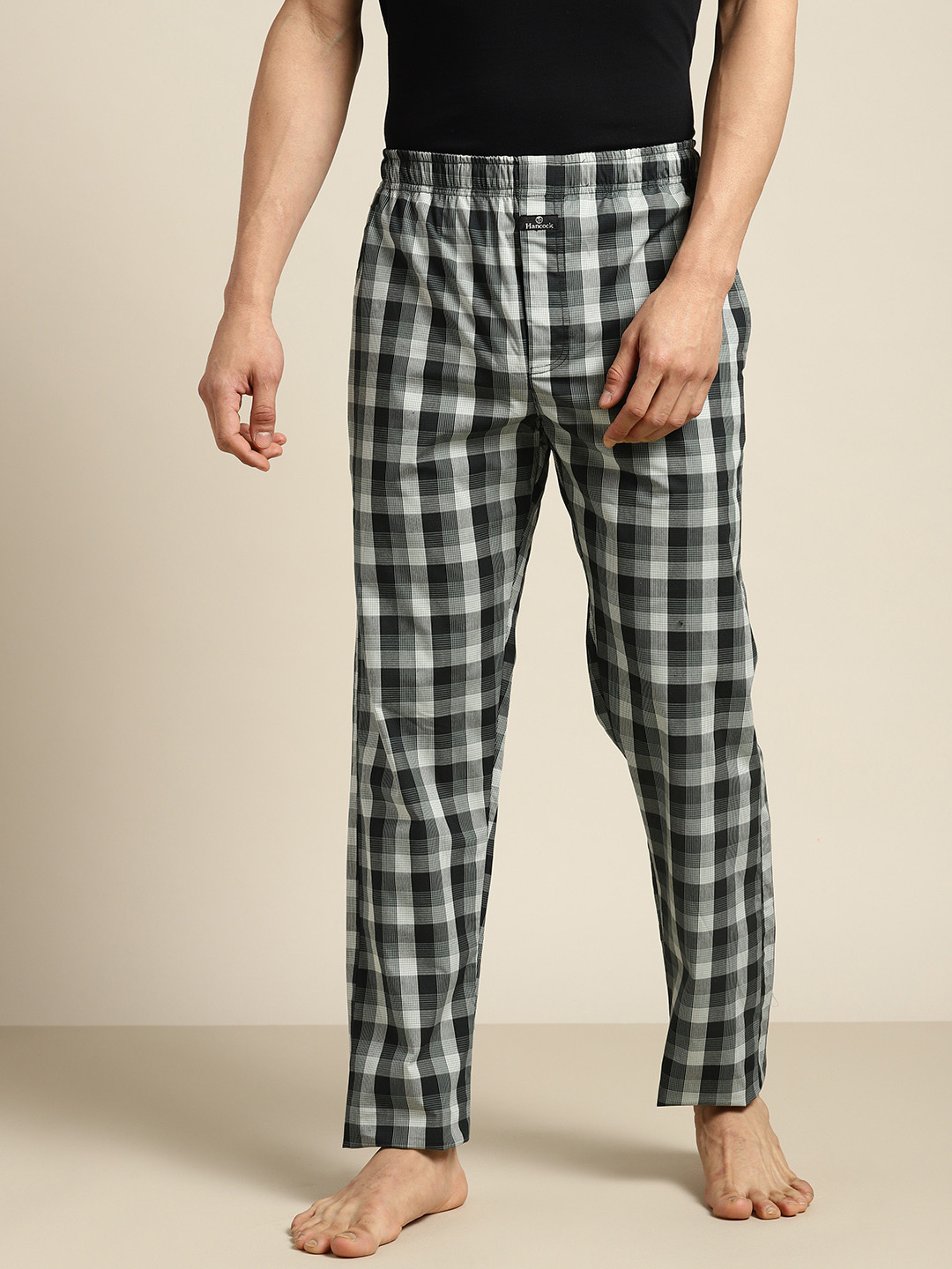 Buy Hancock Men Pure Cotton Checked Lounge Pant - Lounge Pants for Men ...
