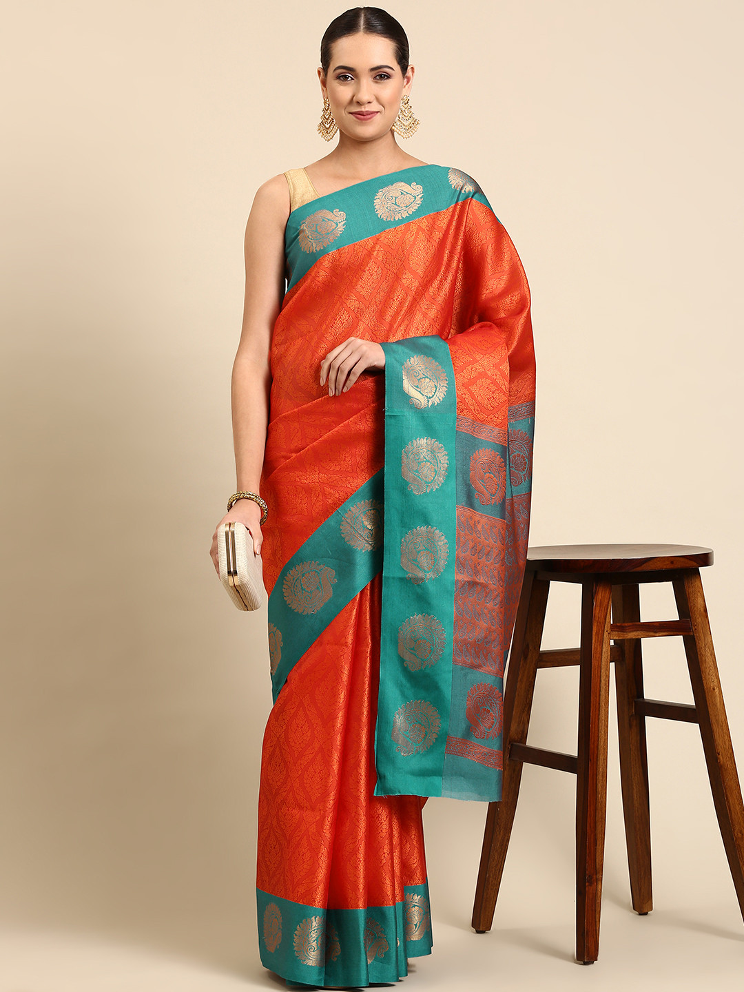 Buy Pothys Woven Design Ethnic Motifs Jute Silk Saree - Sarees for ...