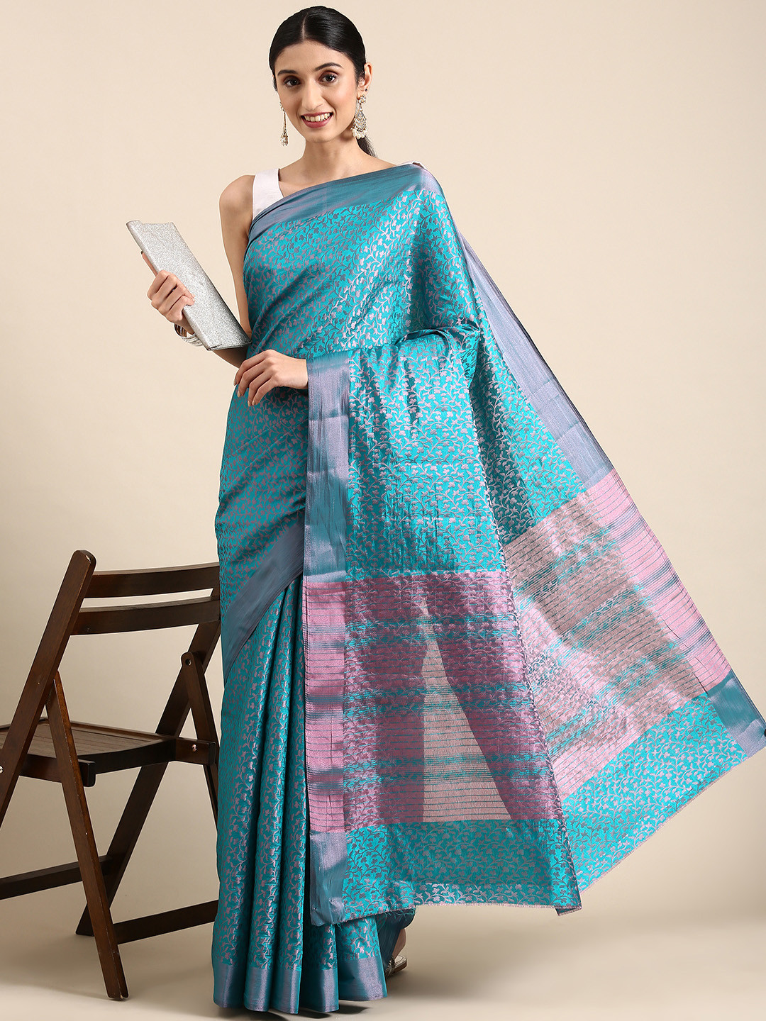 Buy Pothys Woven Design Ethnic Motifs Jute Silk Saree - Sarees for ...