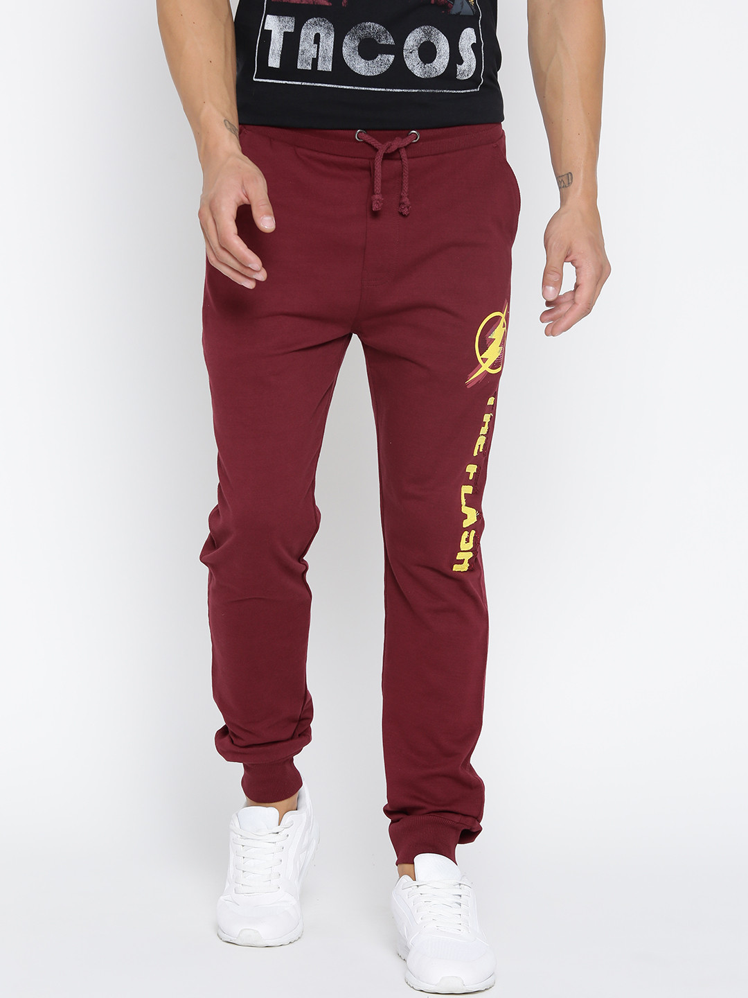 Buy Free Authority Dc Comics Featured Maroon Flash Printed Joggers For ...