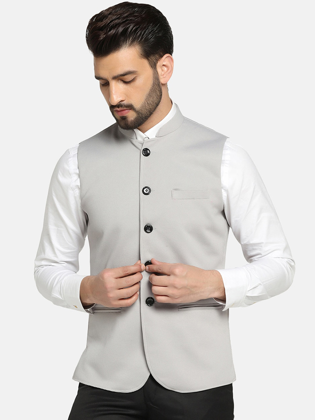 Buy TAHVO Men Grey Nehru Jackets - Nehru Jackets for Men 21227180 | Myntra