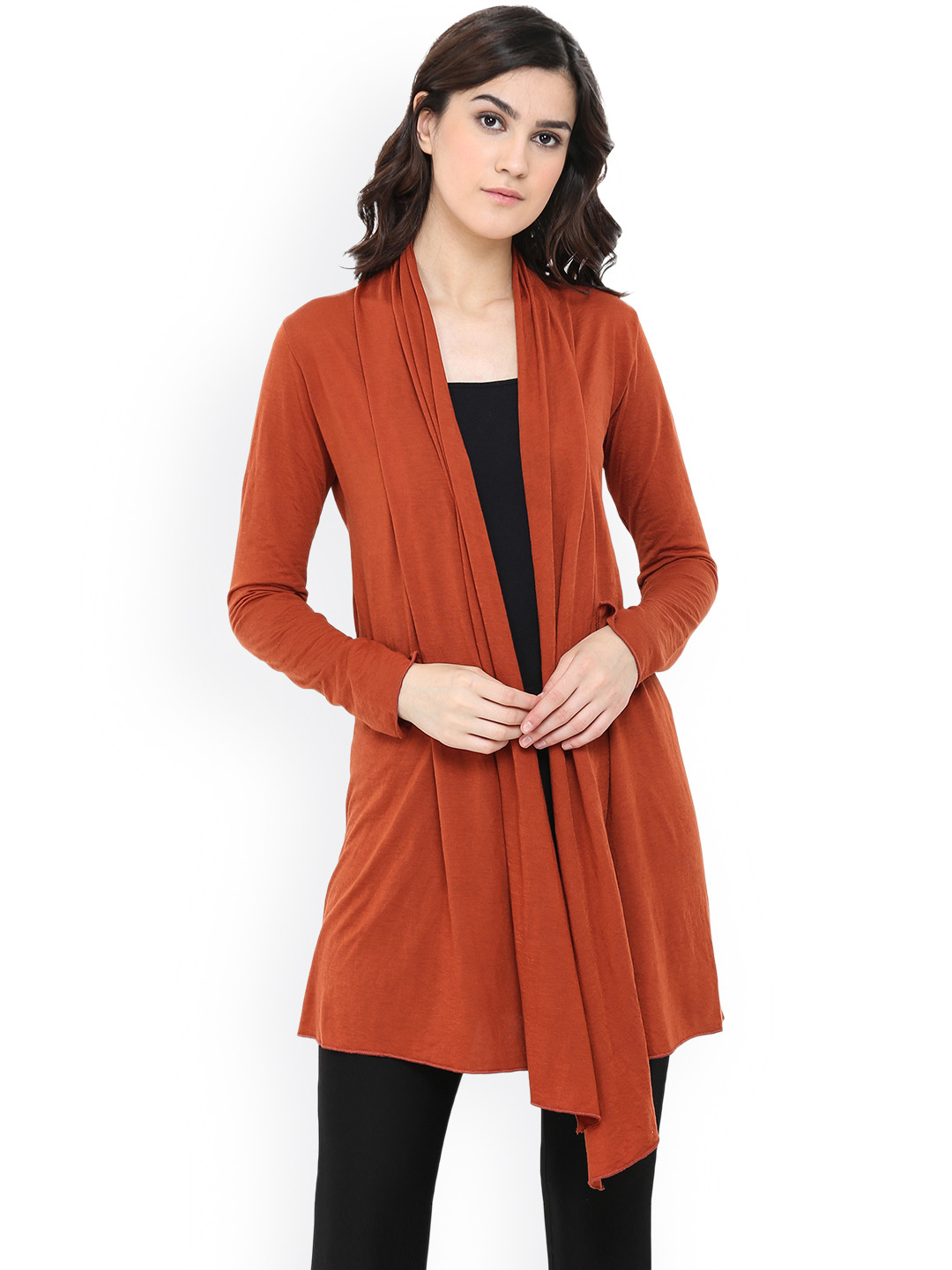 Buy Trend Arrest Rust Brown Longline Shrug - Shrug for Women 2123172 ...