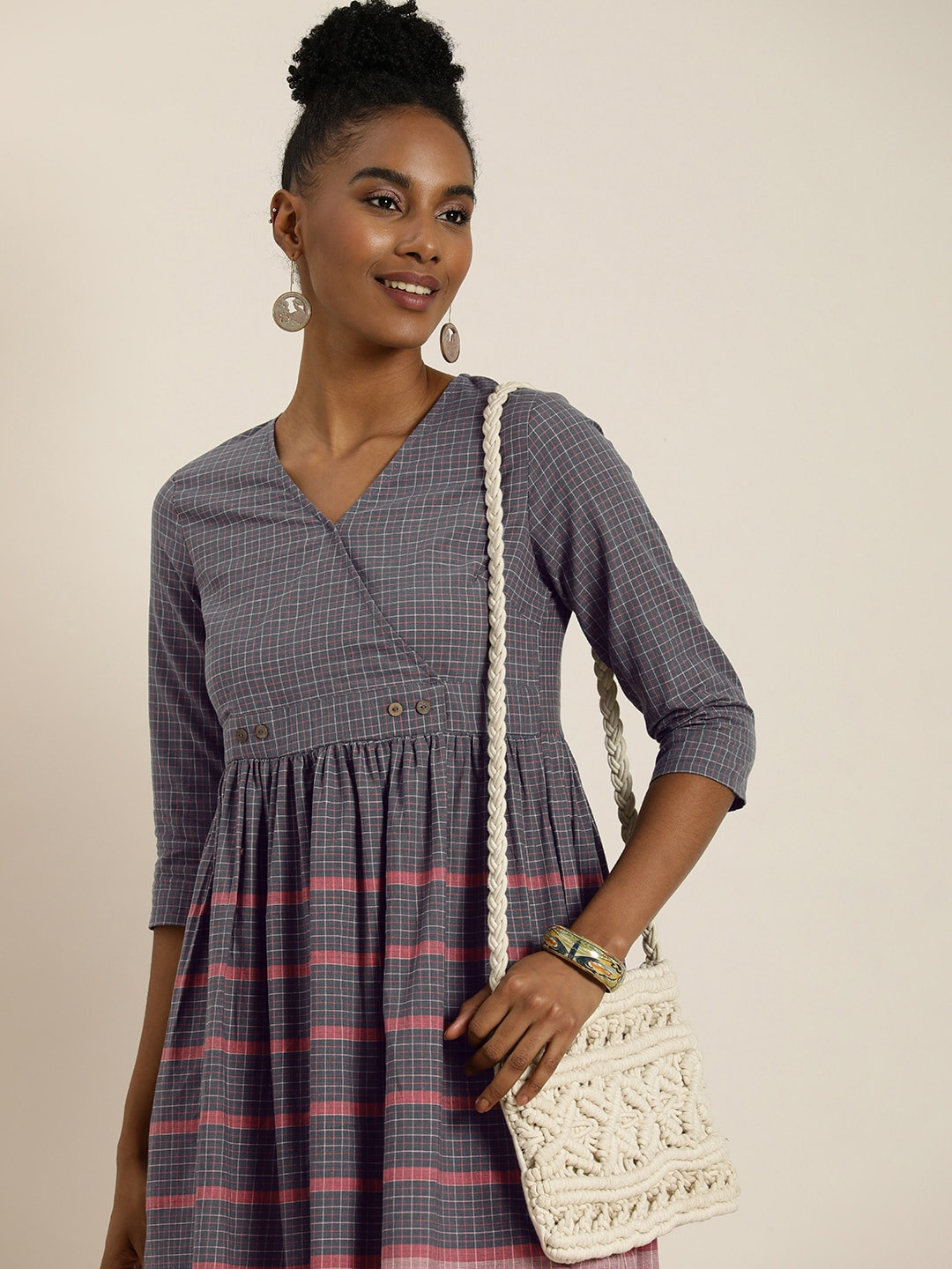 Buy Taavi Woven Legacy Checked Pure Cotton A Line Dress - Dresses for ...