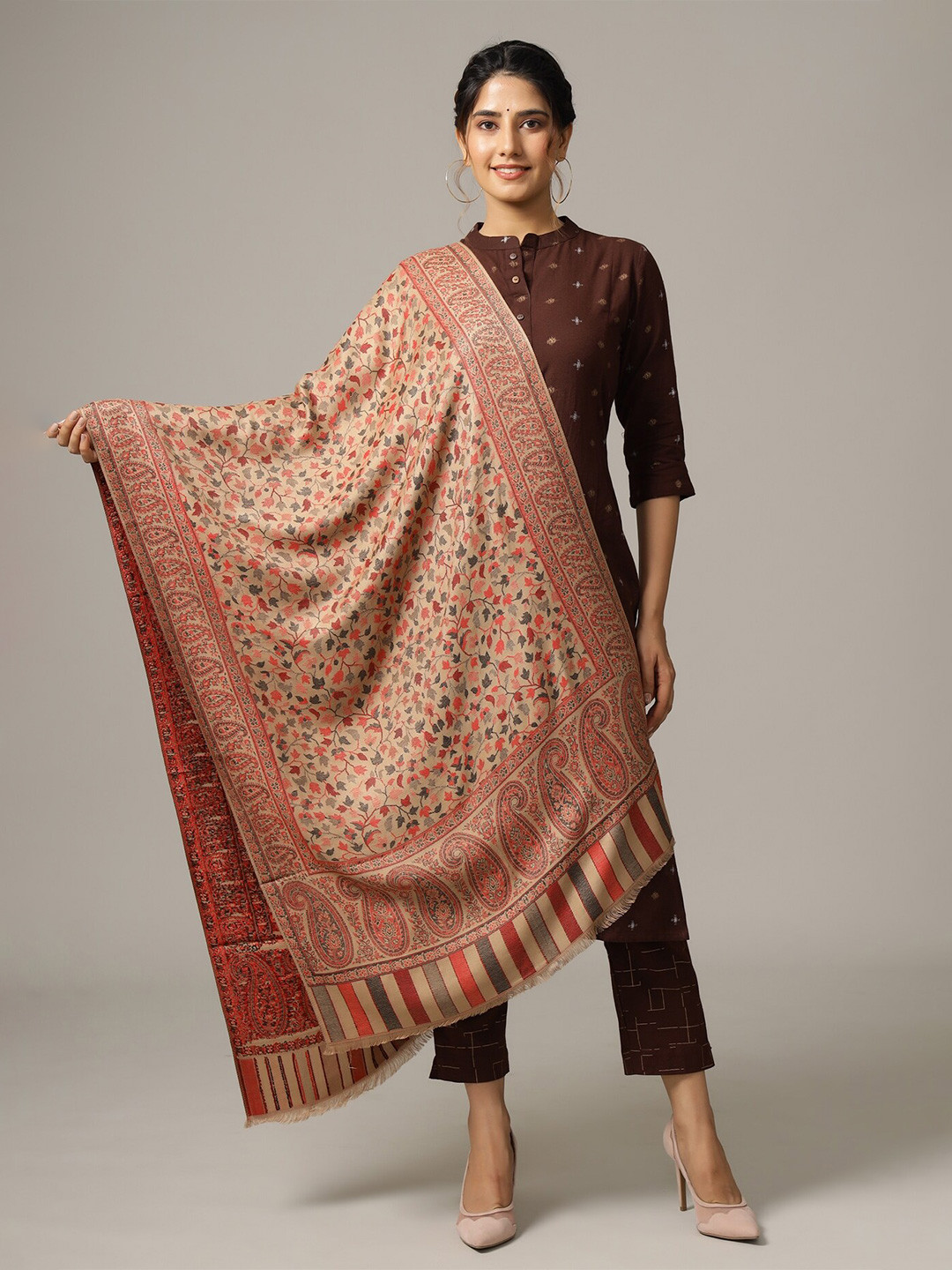 Buy HANDICRAFT PALACE Women Woven Design Wool Stole - Stoles for Women ...