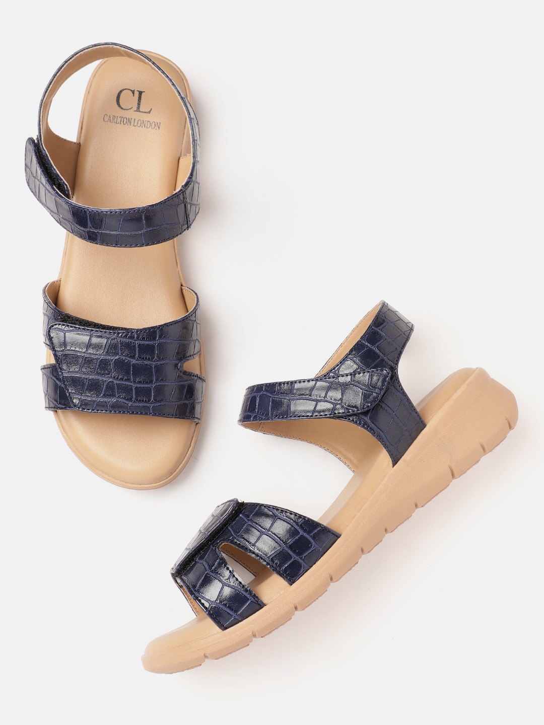 Buy Carlton London Croc Textured Open Toe Flats - Flats for Women ...