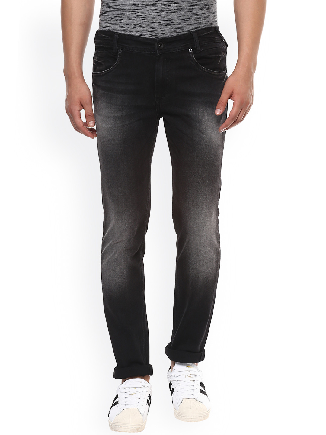 Buy Mufti Men Black Slim Fit Mid Rise Clean Look Stretchable Jeans ...