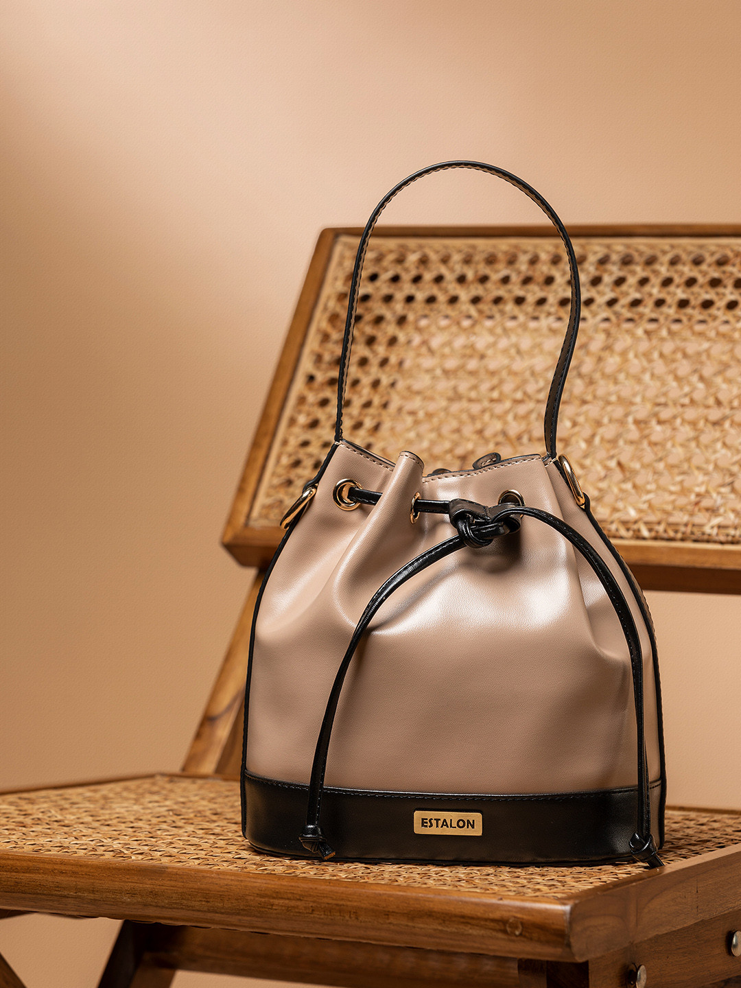 Buy ESTALON PU Structured Handheld Bag With Cut Work - Handbags for ...