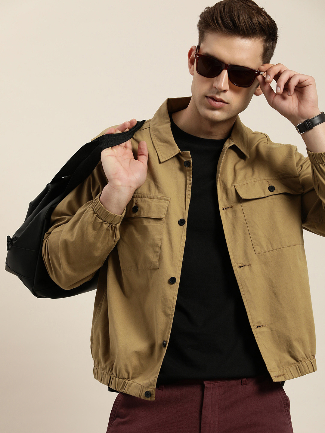 Buy Moda Rapido Men Pure Cotton Spread Collar Elasticated Hem Casual ...