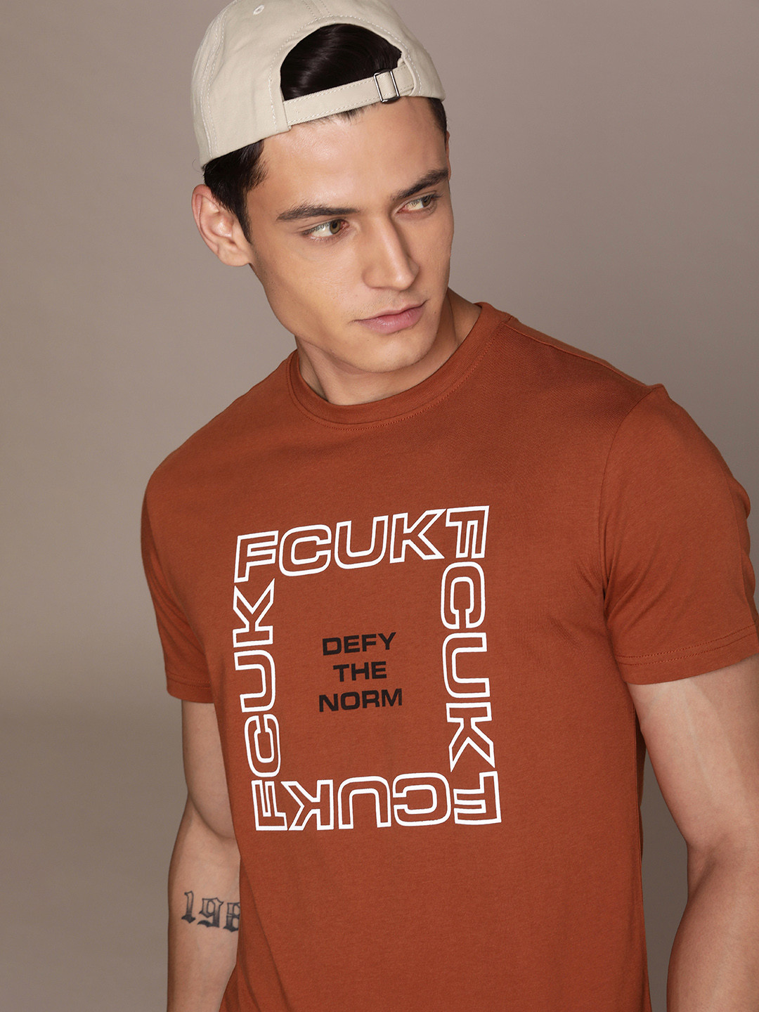 Buy FCUK Men Pure Cotton Brand Logo Printed T Shirt - Tshirts for Men ...