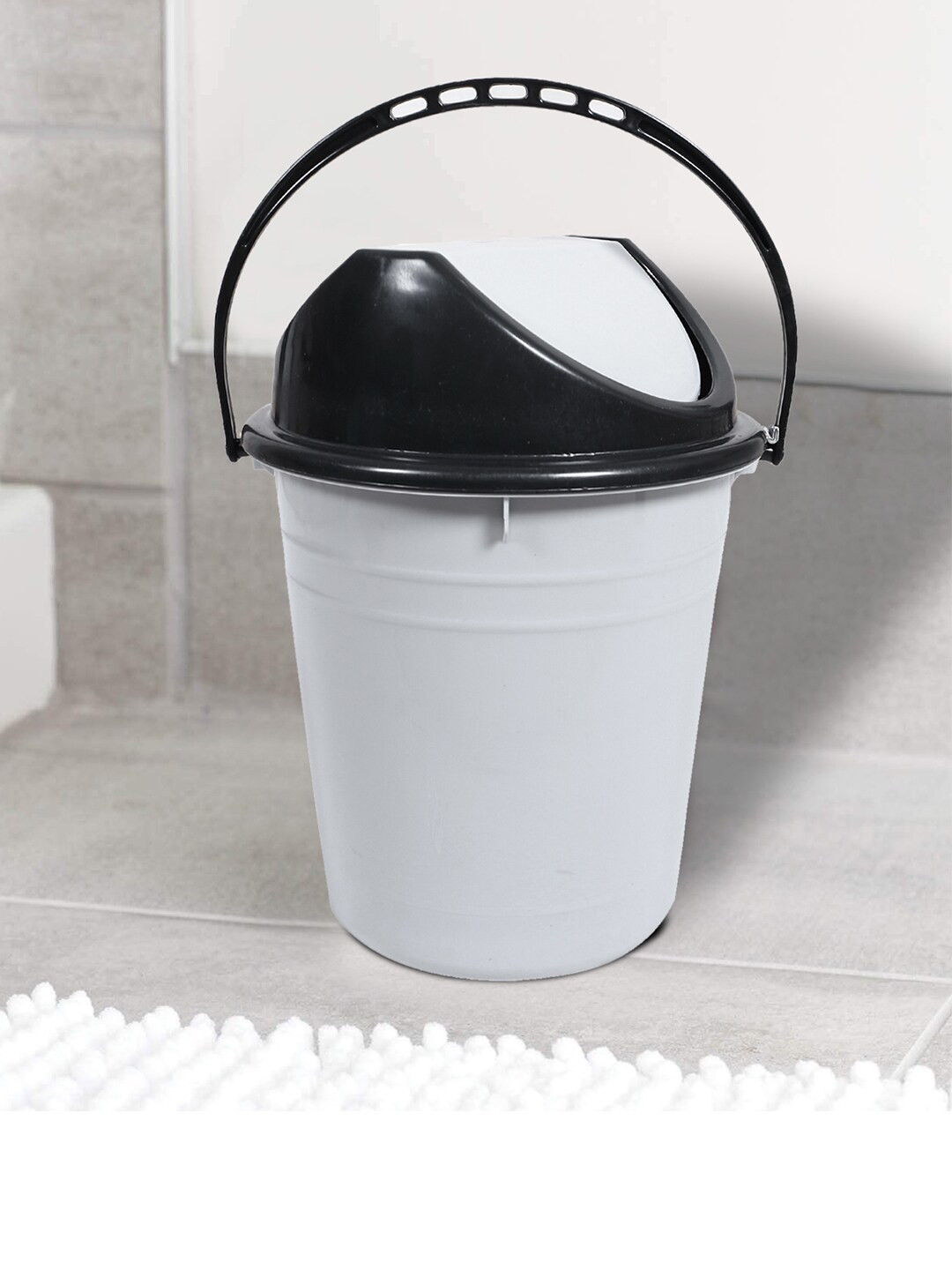 Buy Kuber Industries Grey Plastic Round Dustbin With Swinging Lid 10 L ...