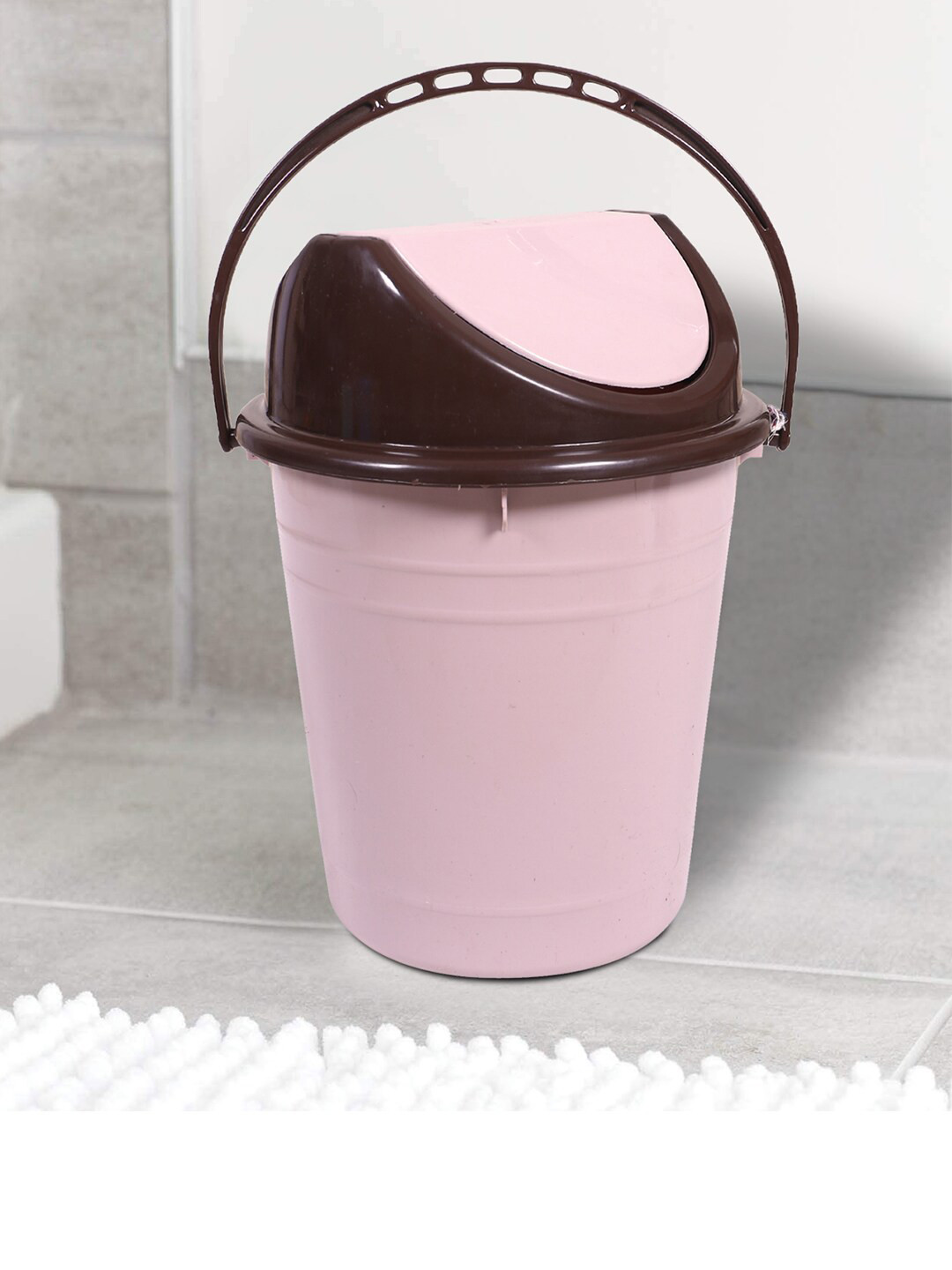 Buy Kuber Industries Pink Plastic Round Dustbin With Swinging Lid 10 L ...