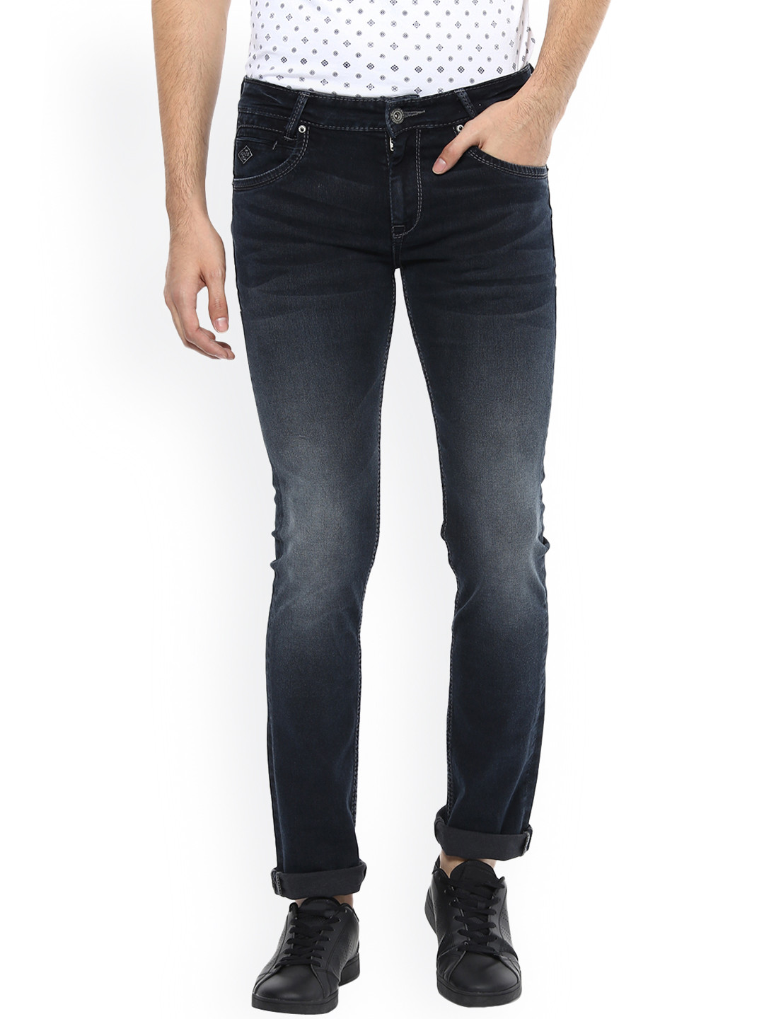 Buy Mufti Men Black Slim Fit Mid Rise Clean Look Stretchable Jeans ...