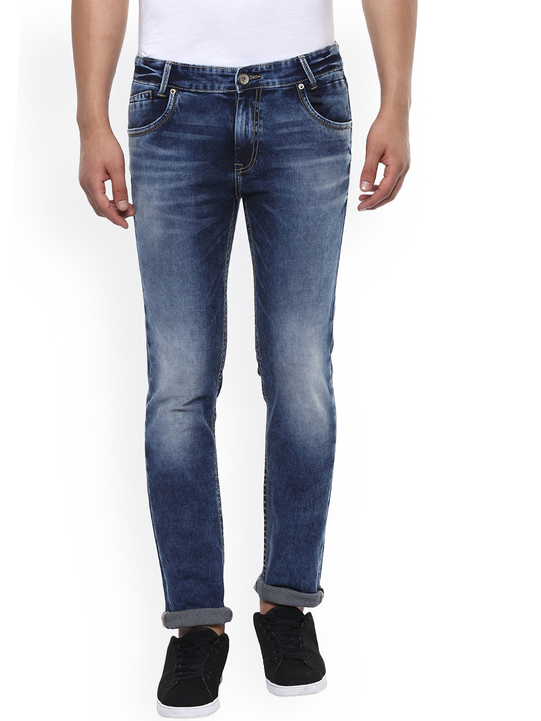 Buy Mufti Men Blue Slim Fit Mid Rise Clean Look Stretchable Jeans ...