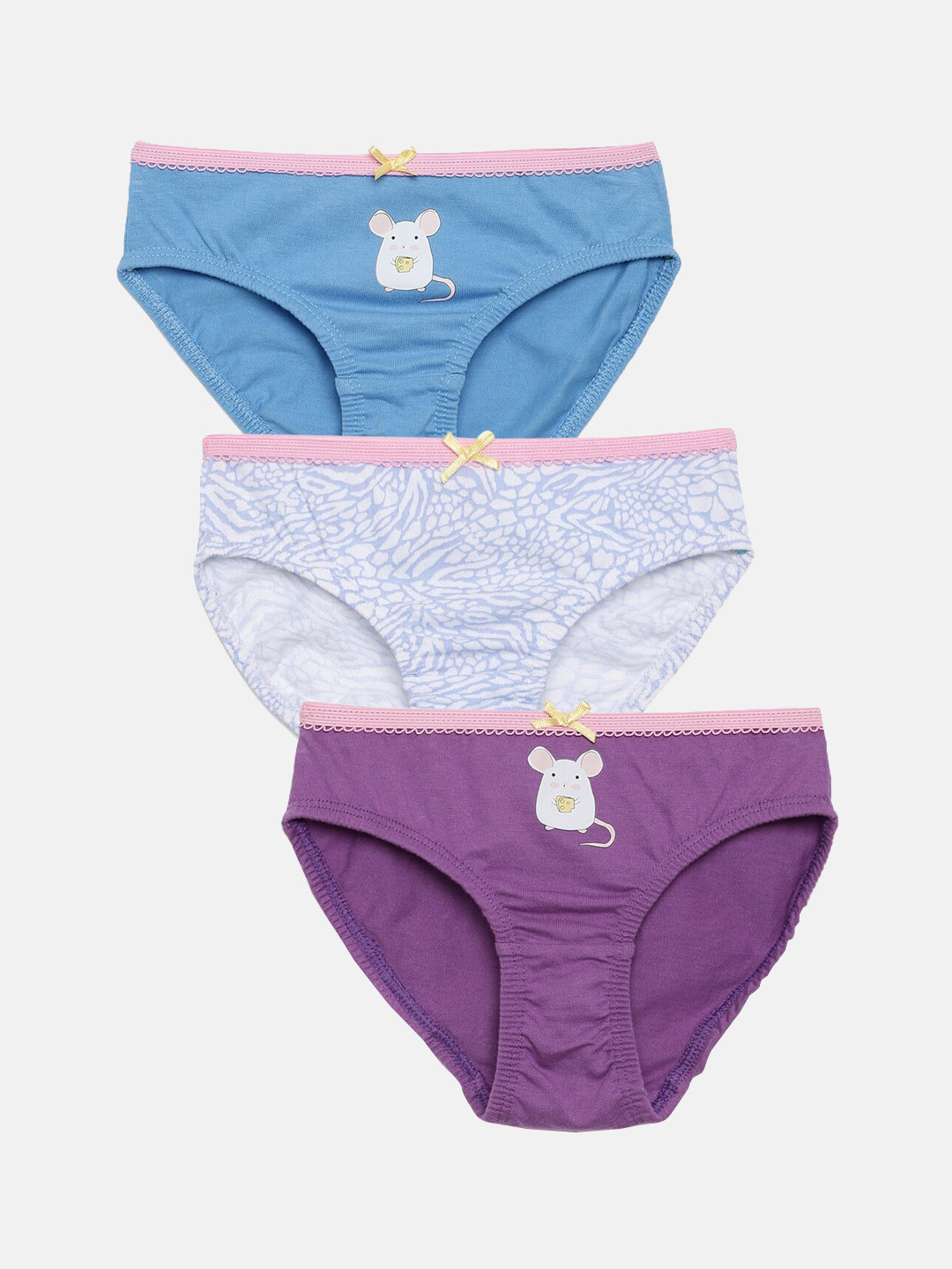 Buy Mackly Girls Pack Of 3 Printed Pure Cotton Basic Briefs - Briefs ...