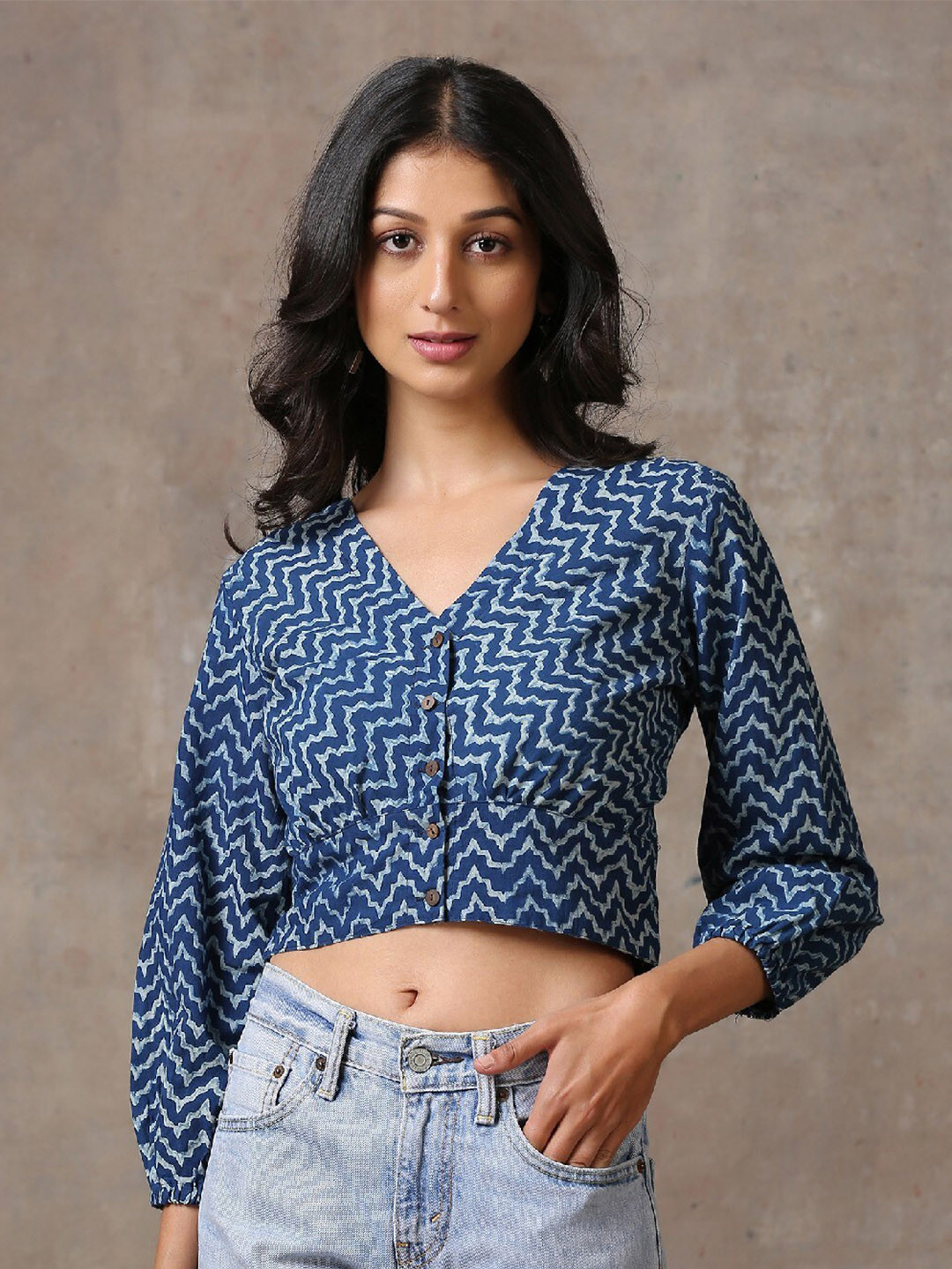 Buy OKHAI Blue Print Crop Top - Tops for Women 21258974 | Myntra
