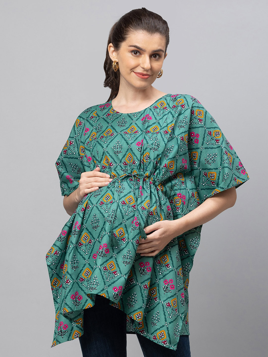 Buy AV2 Floral Printed Kaftan Longline Maternity Top - Tops for Women ...