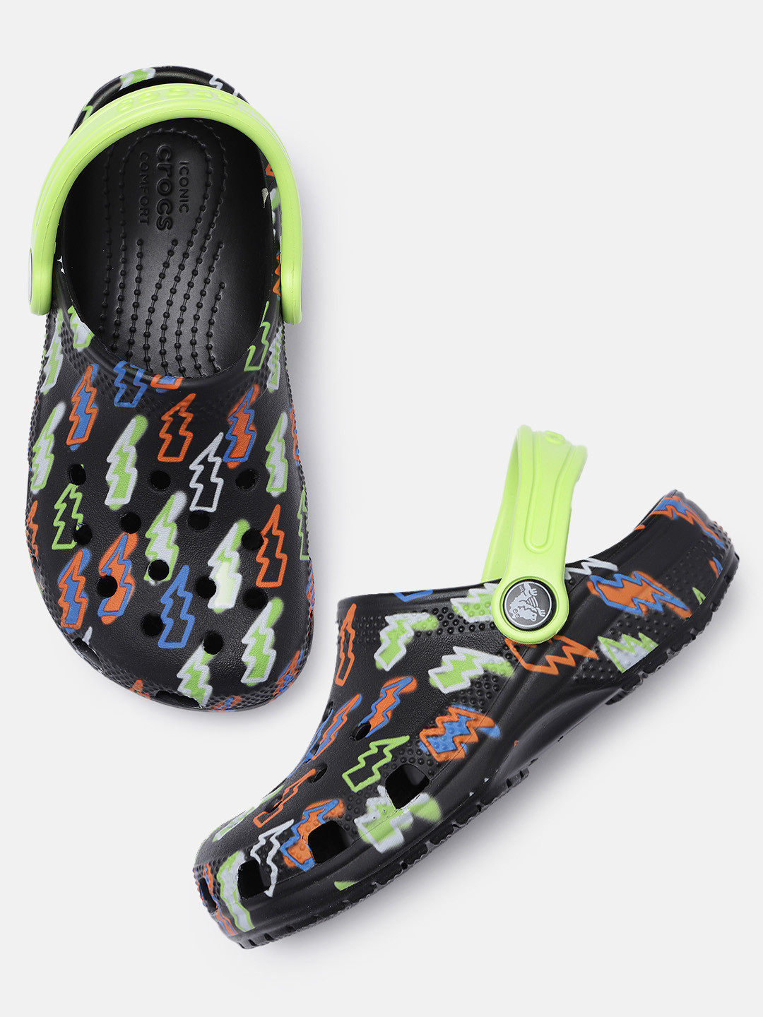 Buy Crocs Unisex Kids Lightning Bolt Print Croslite Clogs With Cut Out ...