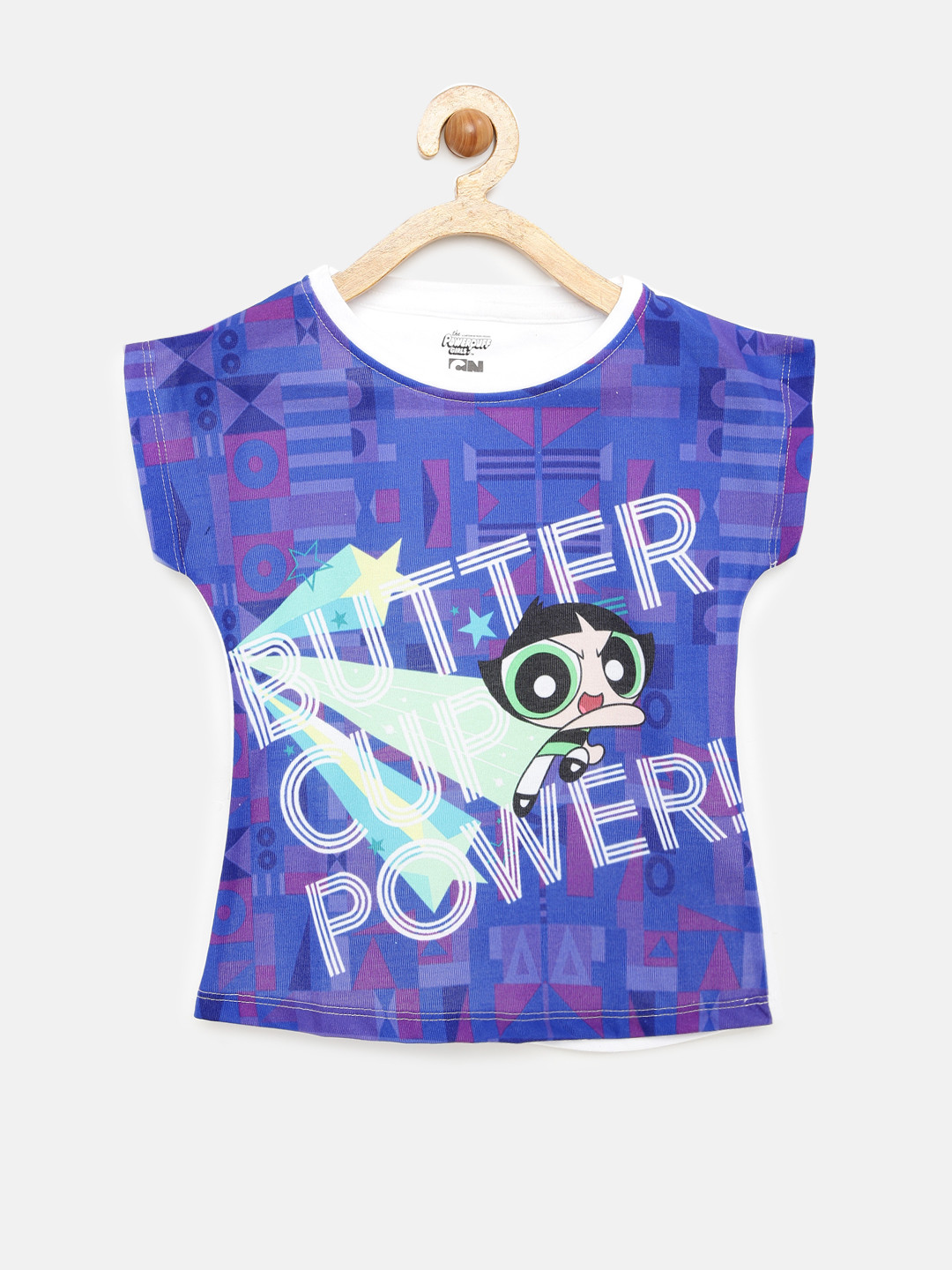 Buy YK Powerpuff Girls Blue & White Printed T Shirt - Tshirts for Girls ...