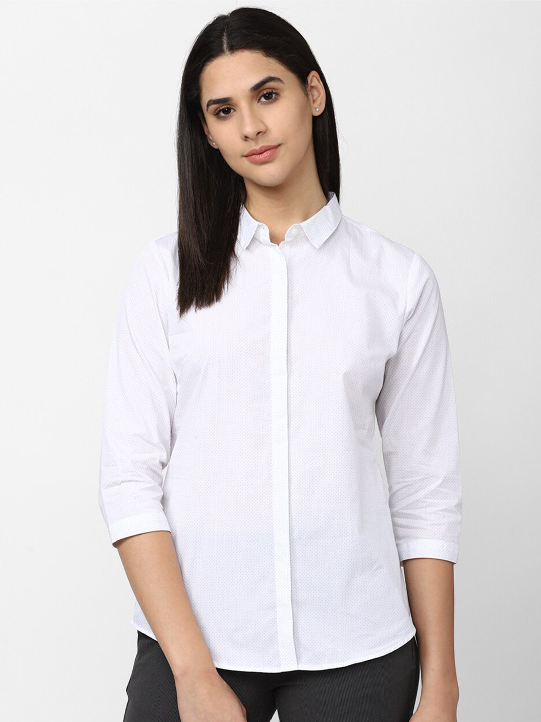Buy Van Heusen Woman Flap Button Placket Pure Cotton Formal Shirt ...