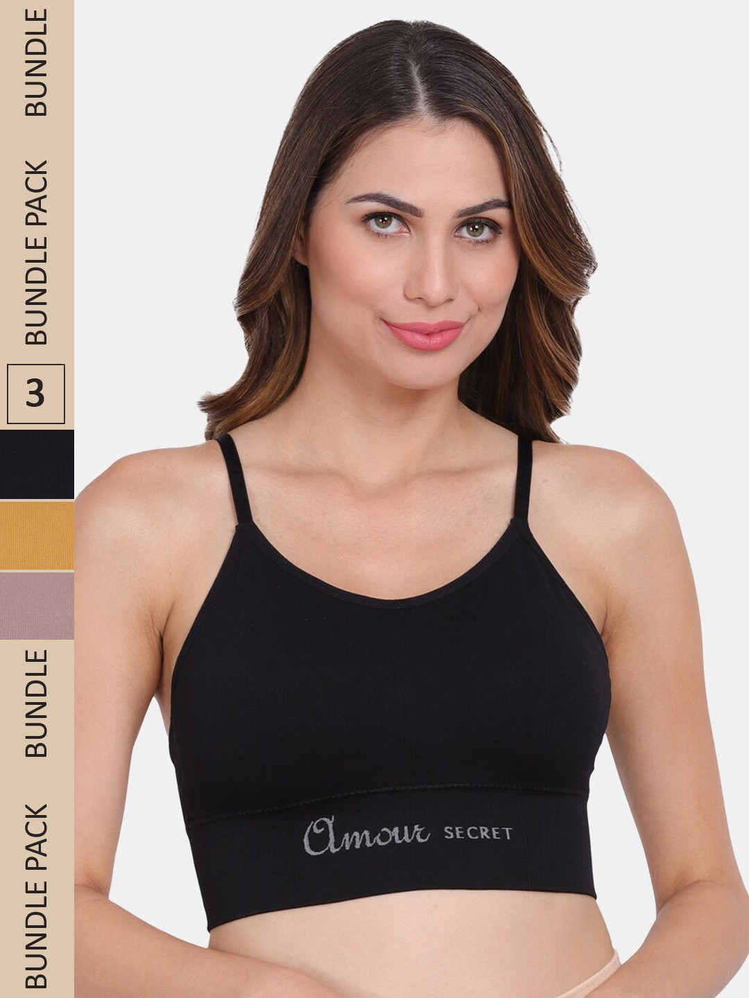 Buy Amour Secret Pack Of 3 Non Wired Removable Lightly Padded Workout Sports Bra - Bra for Women ...