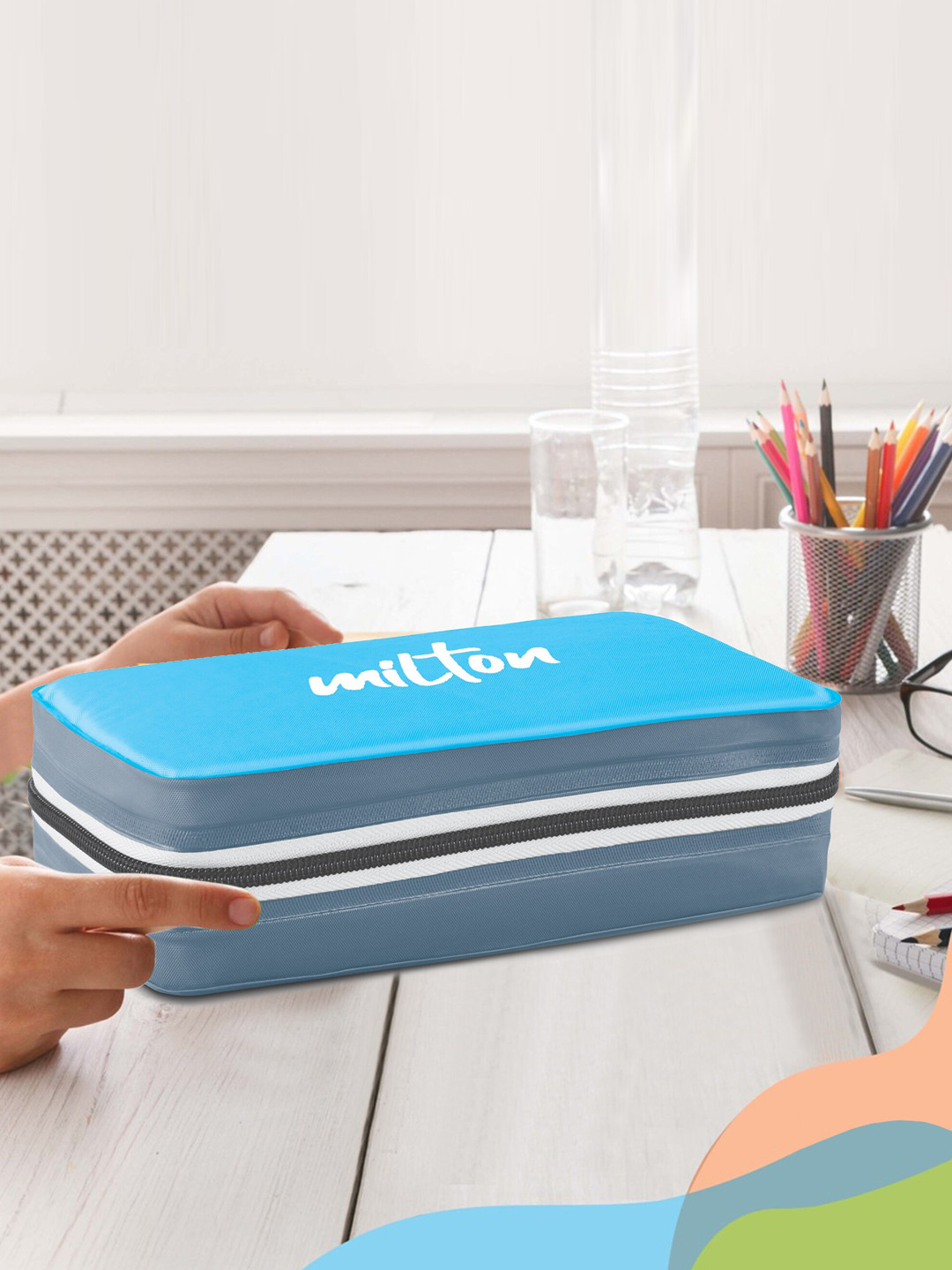 Buy Milton New Mini Cyan Lunch Insulated Tiffin With 2 Containers 280ml ...