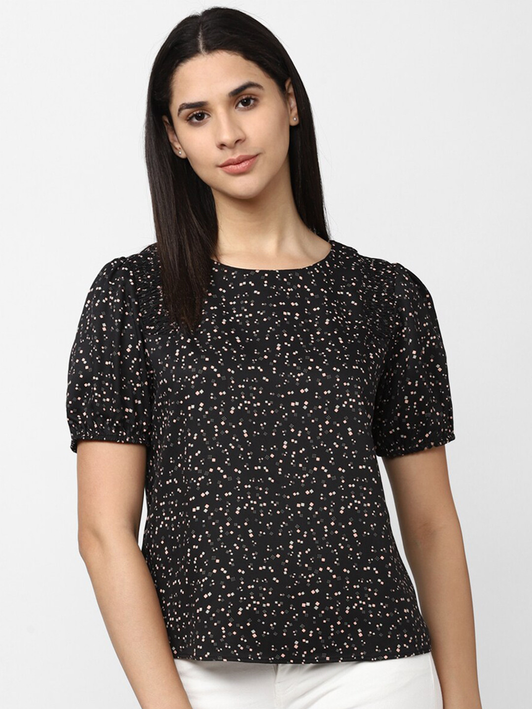 Buy Van Heusen Woman Cotton Geometric Print Formal Top - Tops for Women ...