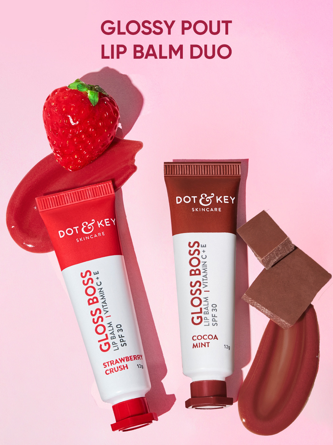 Buy DOT & KEY Glossy Pout Lip Balm Combo Softens Dry Lips Strawberry ...