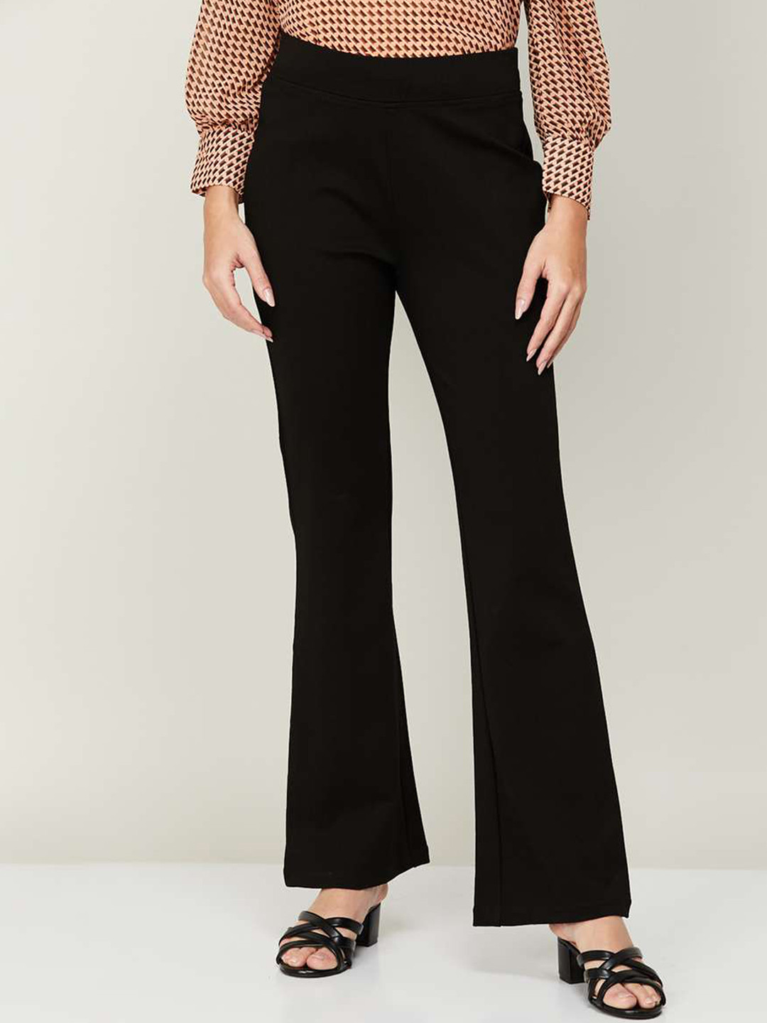 Buy Xpose Women Comfort Flared High Rise Trousers - Trousers for Women ...