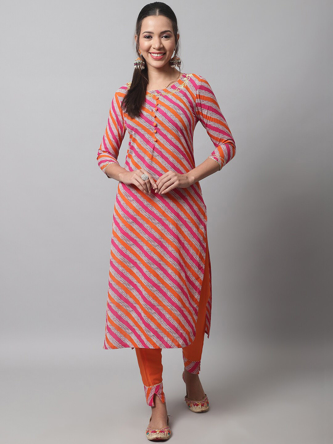 Buy KALINI Women Embroidered Thread Work Pure Cotton Kurta With Trousers - Kurta Sets for Women ...