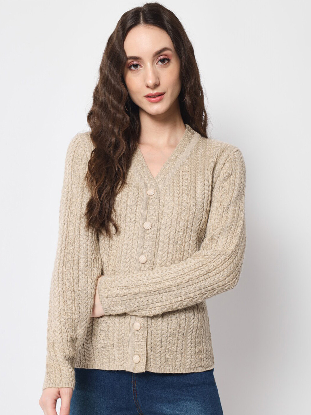 Buy DAiSY Women Cable Knit Acrylic Cardigan - Sweaters for Women ...