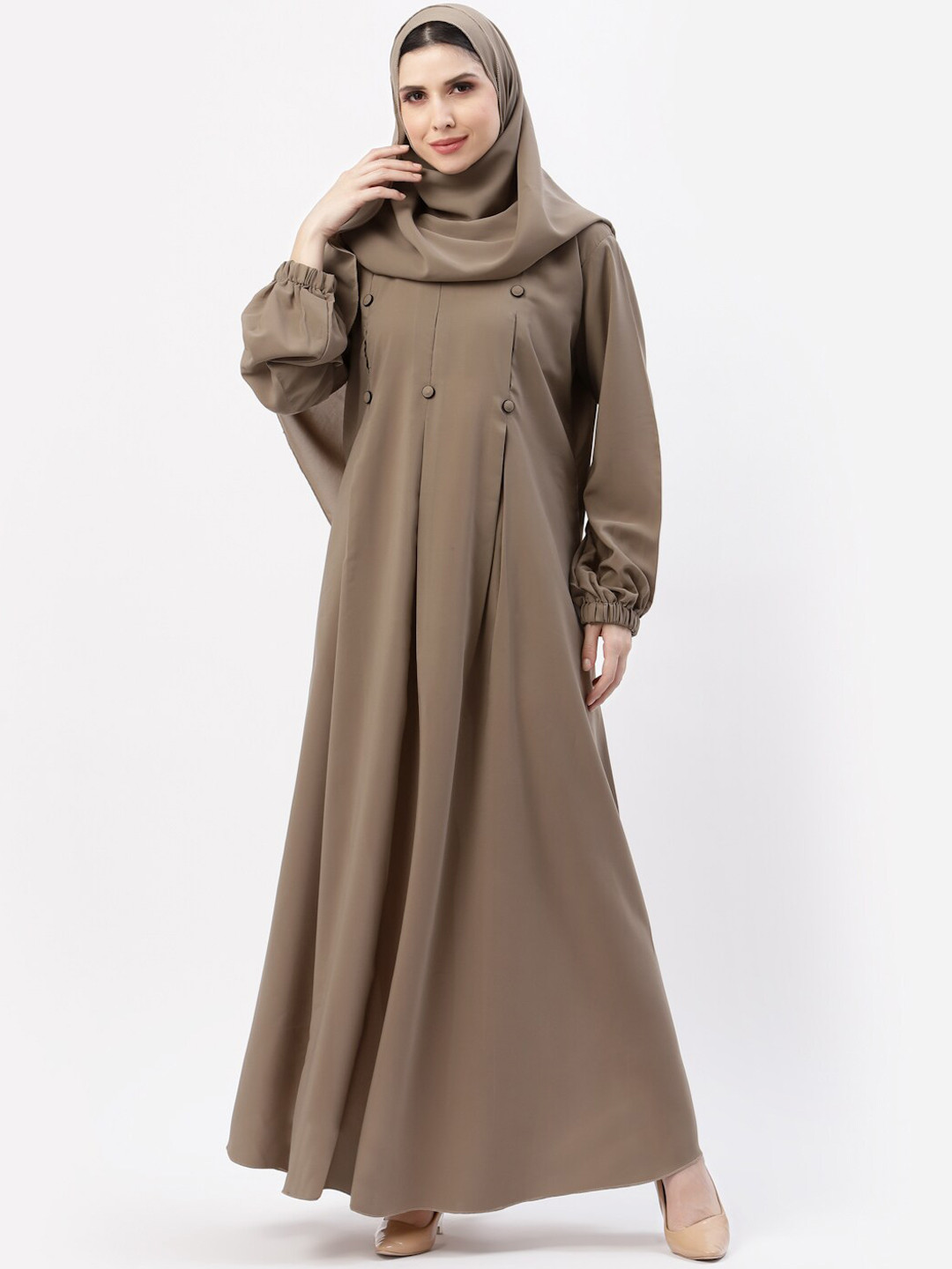 Buy Arrabi Solid Long Sleeves Burqa With Scarf - Burqas for Women ...