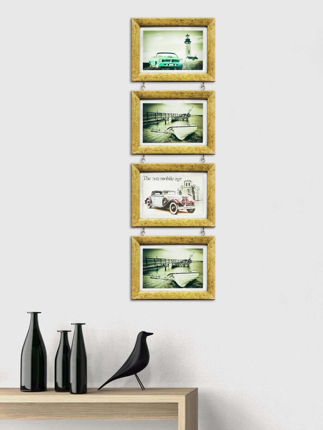 Buy Art Street Set Of 4 Gold Toned Hanging Drop Photo Frames - Photo ...