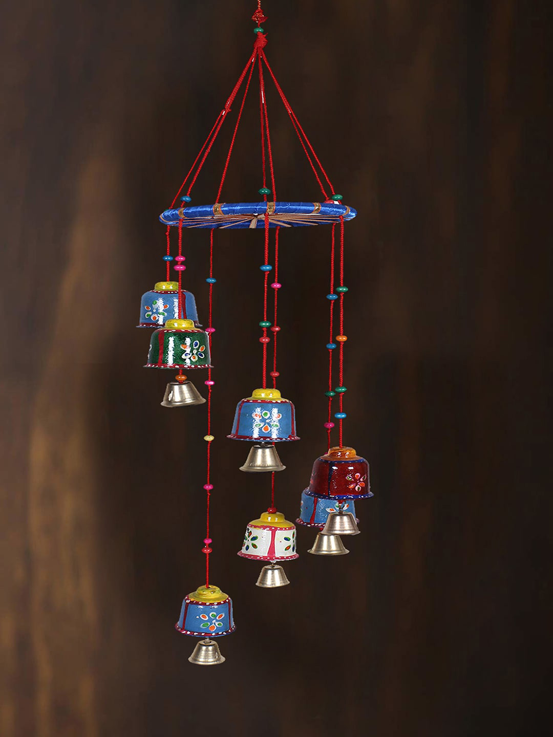 Buy Kuber Industries Pack Of 2 Red & Blue Wall Hanging Bells With Ring ...