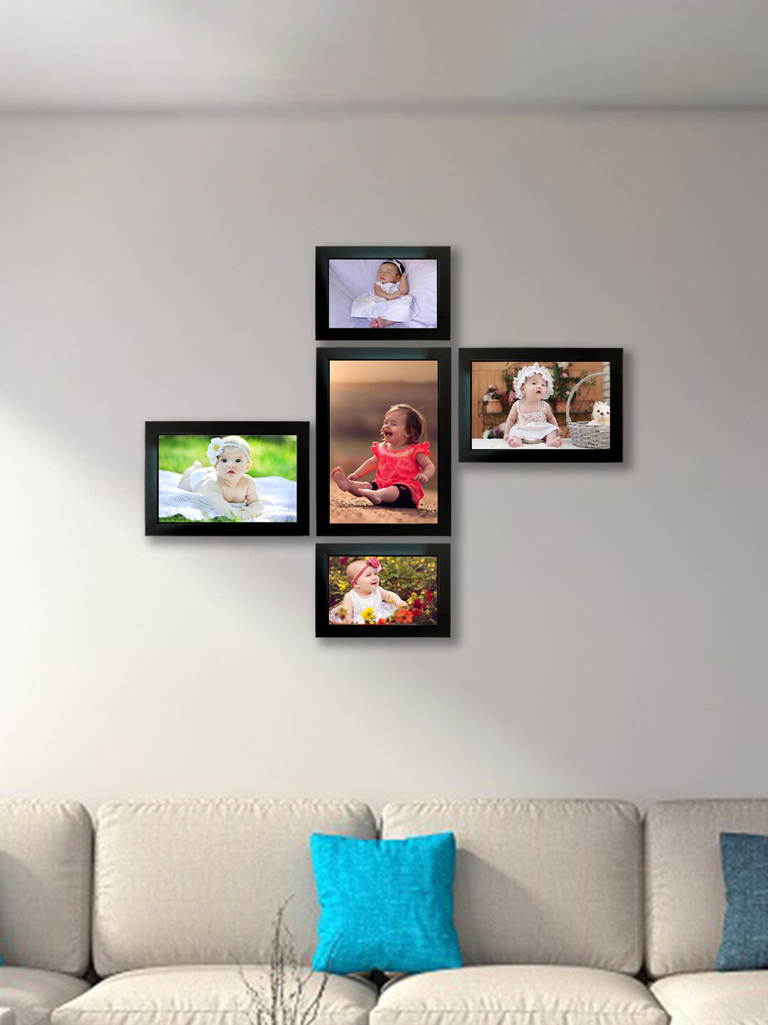 Buy Kuber Industries Set Of 5 Black Wooden Collage Photo Frames - Photo ...