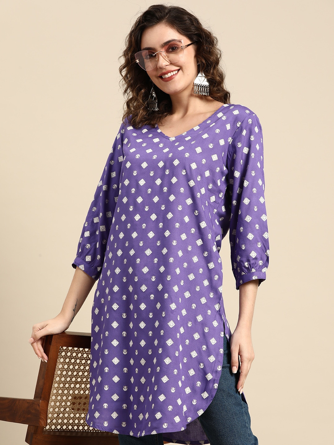 Buy Sangria Ethnic Motifs Printed Straight Kurta - Kurtas for Women ...