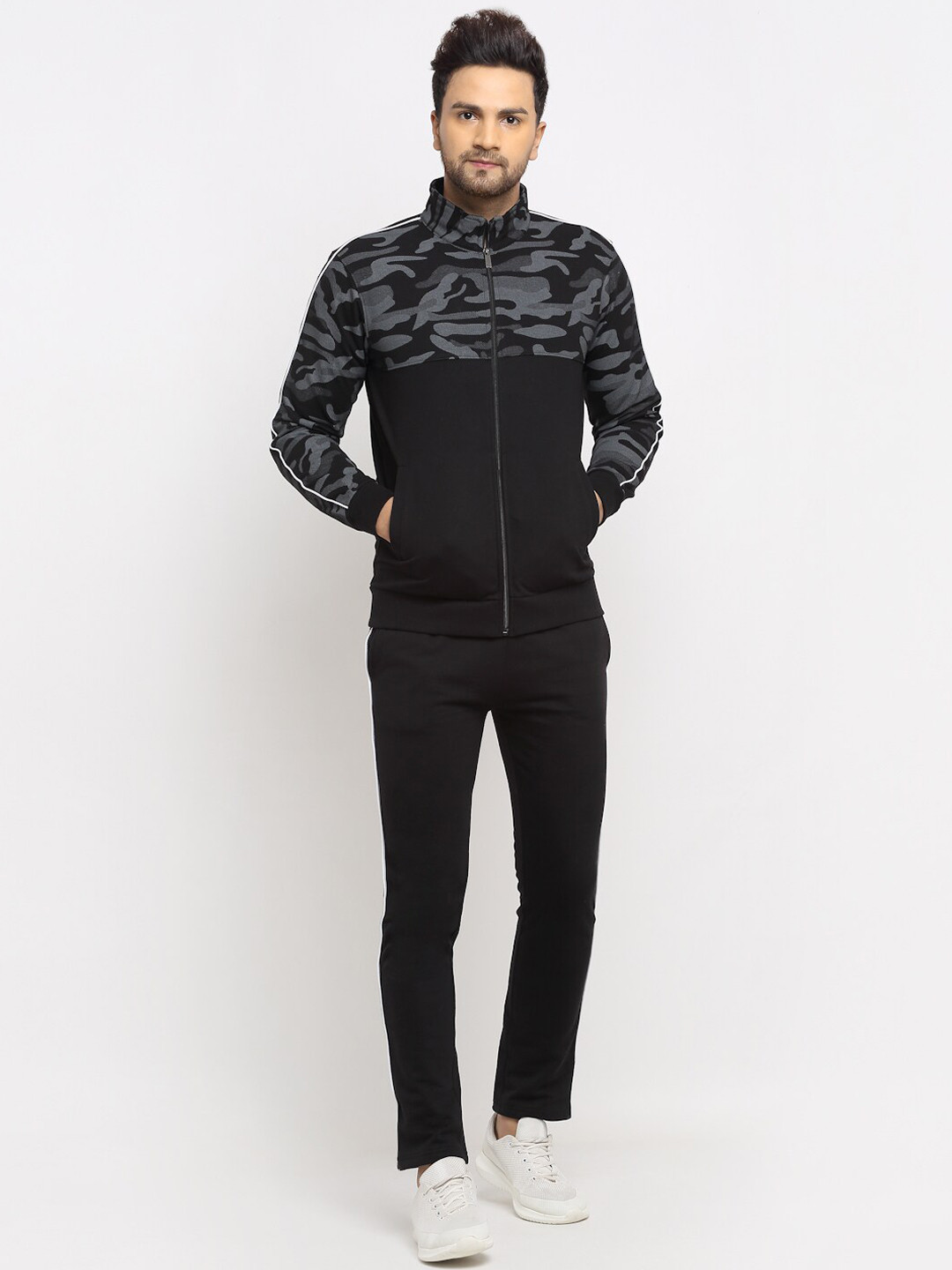 Buy WILD WEST Men Camouflage Printed Fleece Tracksuit - Tracksuits for ...