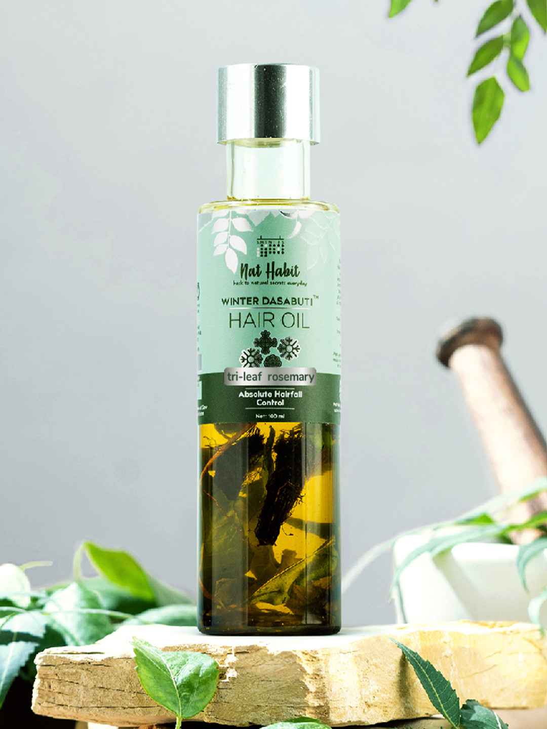 Buy Nat Habit Tri Leaf Winter Dasabuti Hair Oil, Hair Fall Control, Ayurvedic Herbal 100ml ...