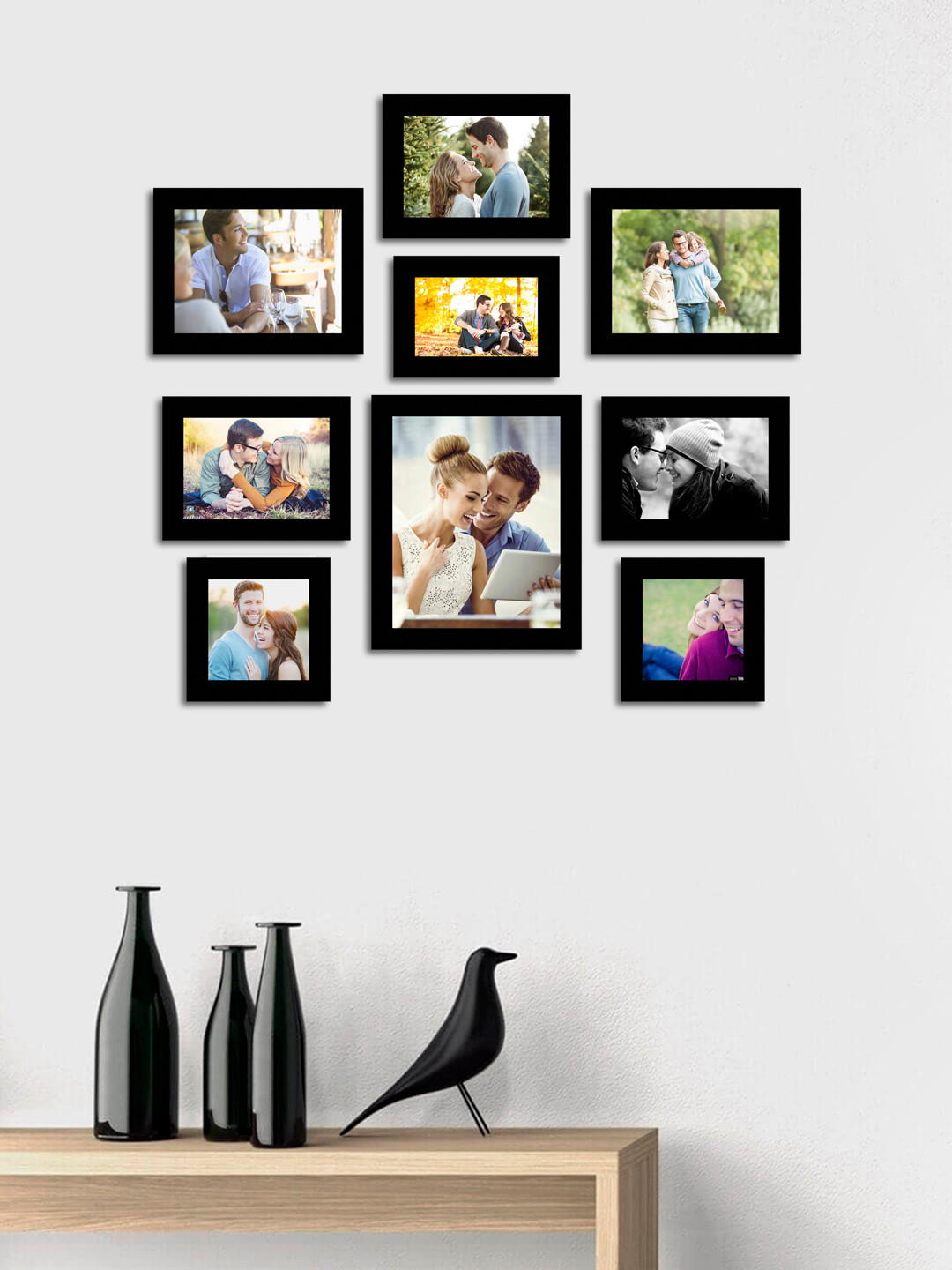 Buy Art Street Black Set Of 9 Photo Frames - Photo Frames for Unisex ...