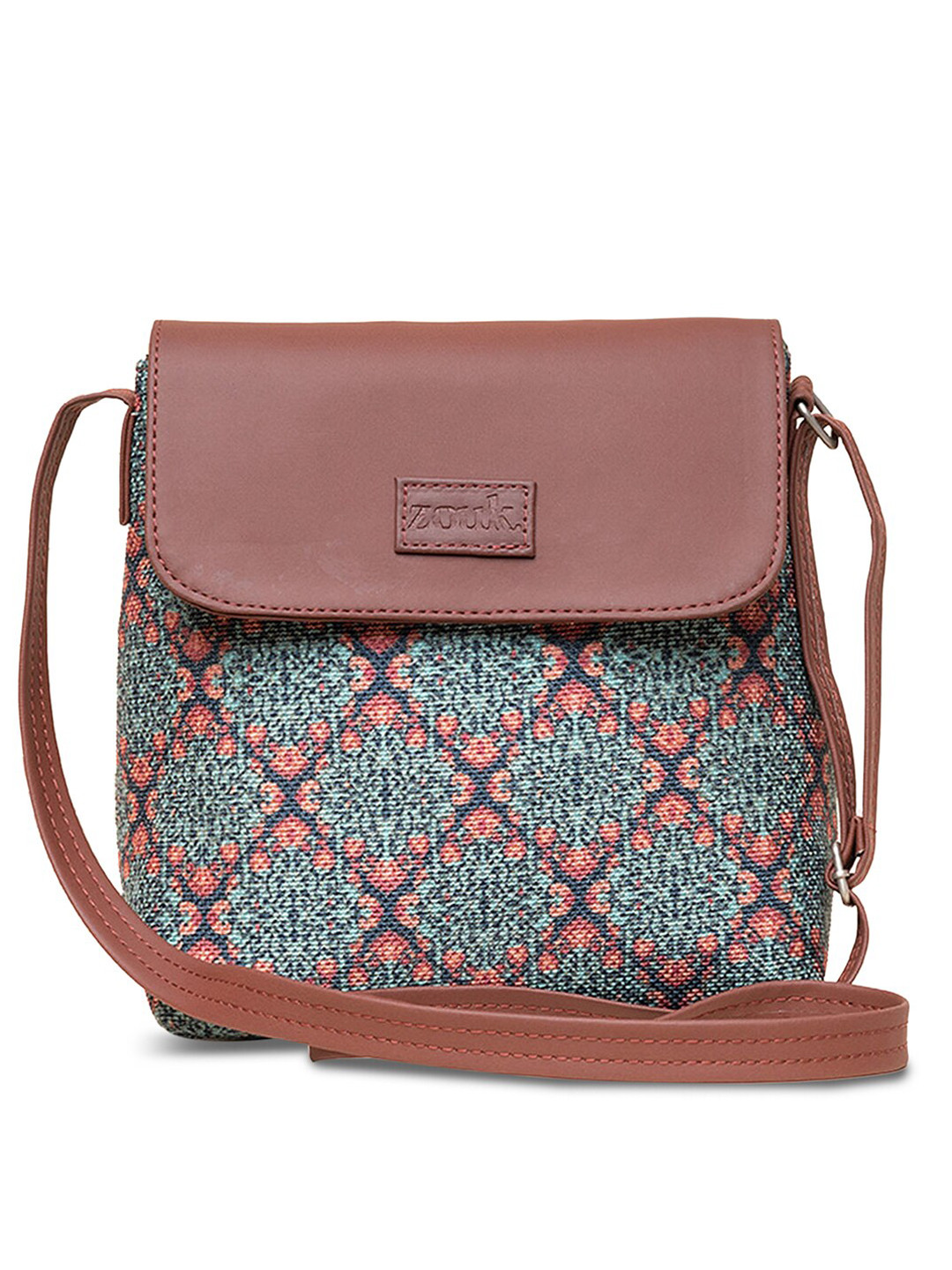 Buy ZOUK Green Ethnic Motifs Printed Structured Sling Bag - Handbags ...