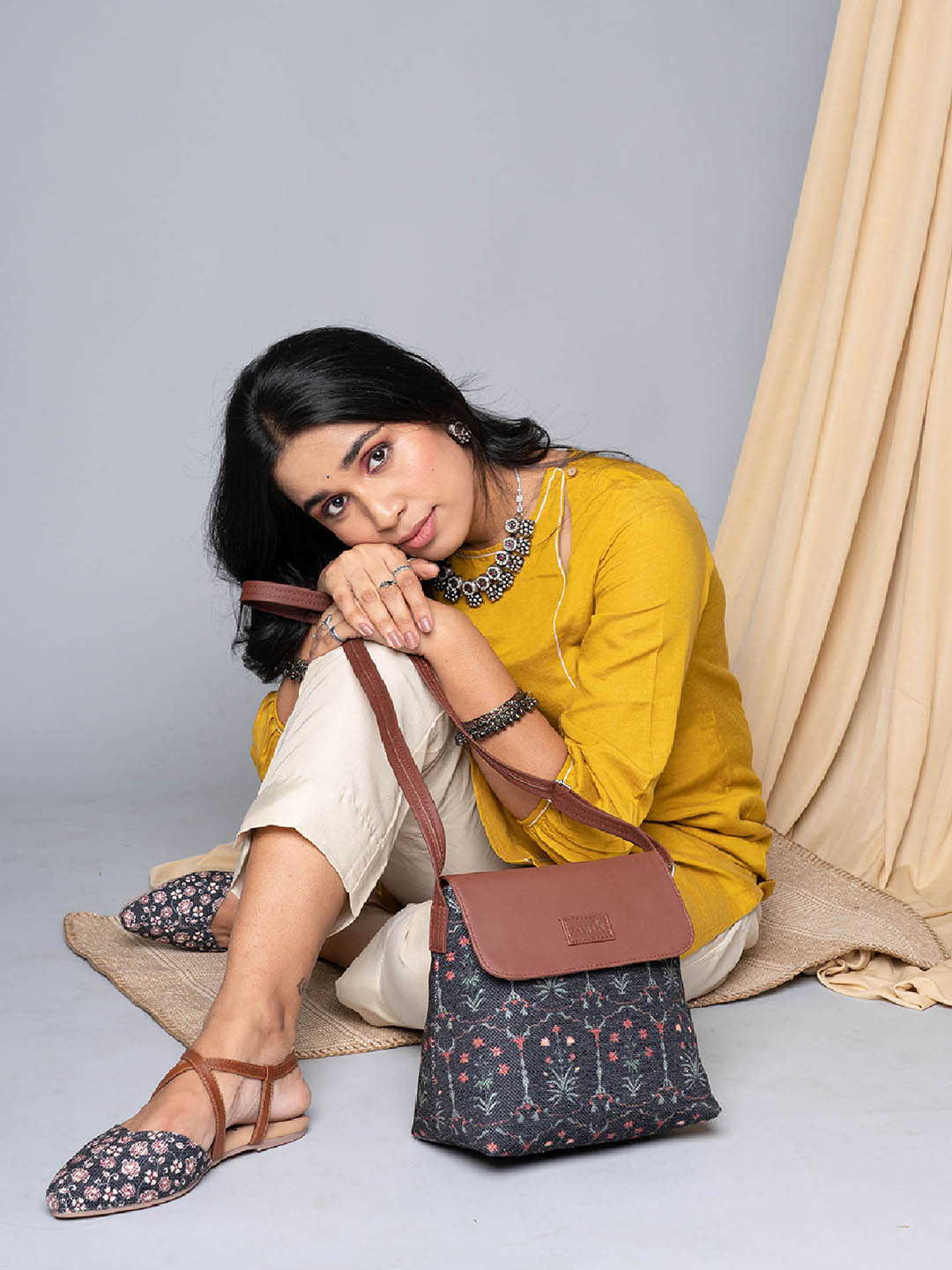 Buy ZOUK Ethnic Motifs Printed Structured Sling Bag - Handbags for ...