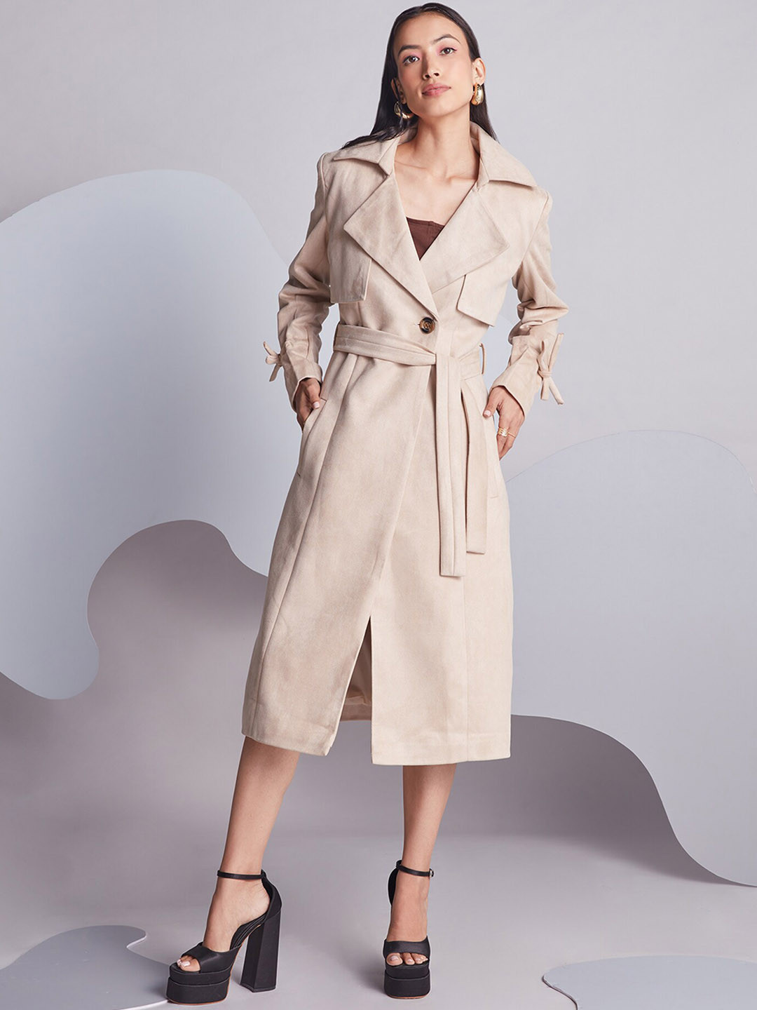 Buy 20Dresses Women Longline Overcoat With Belt - Coats for Women ...