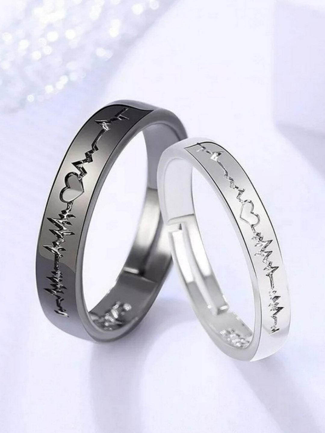 Buy UNIVERSITY TRENDZ Set Of 2 Silver Plated Heartbeat Designed Finger ... Buy UNIVERSITY TRENDZ Set Of 2 Silver Plated Heartbeat Designed Finger ...