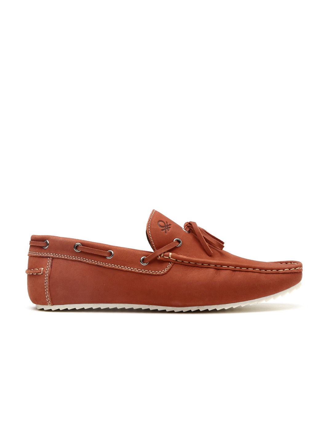 Buy United Colors Of Benetton Men Rust Orange Leather Boat Shoes ...