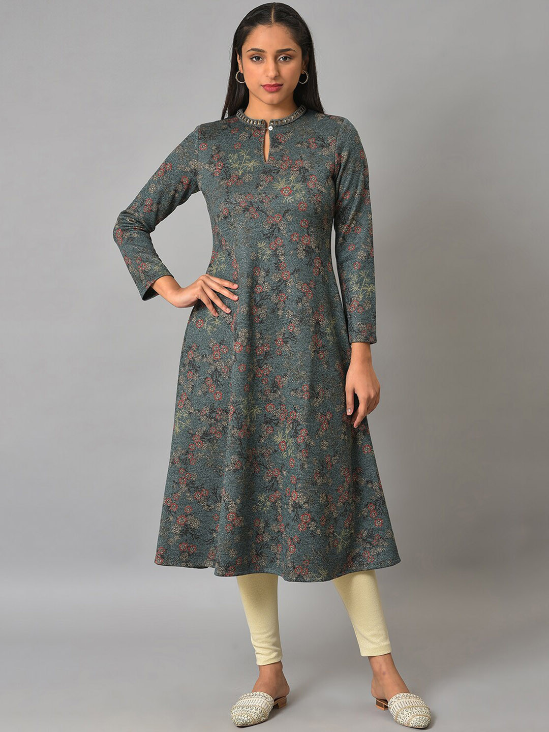 Buy W Floral Printed Keyhole Neck Anarkali Kurta - Kurtas for Women ...
