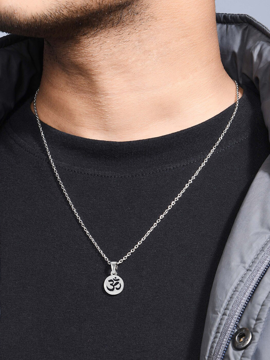Buy The Bro Code Men Silver Toned Silver Plated Temple Necklace ...