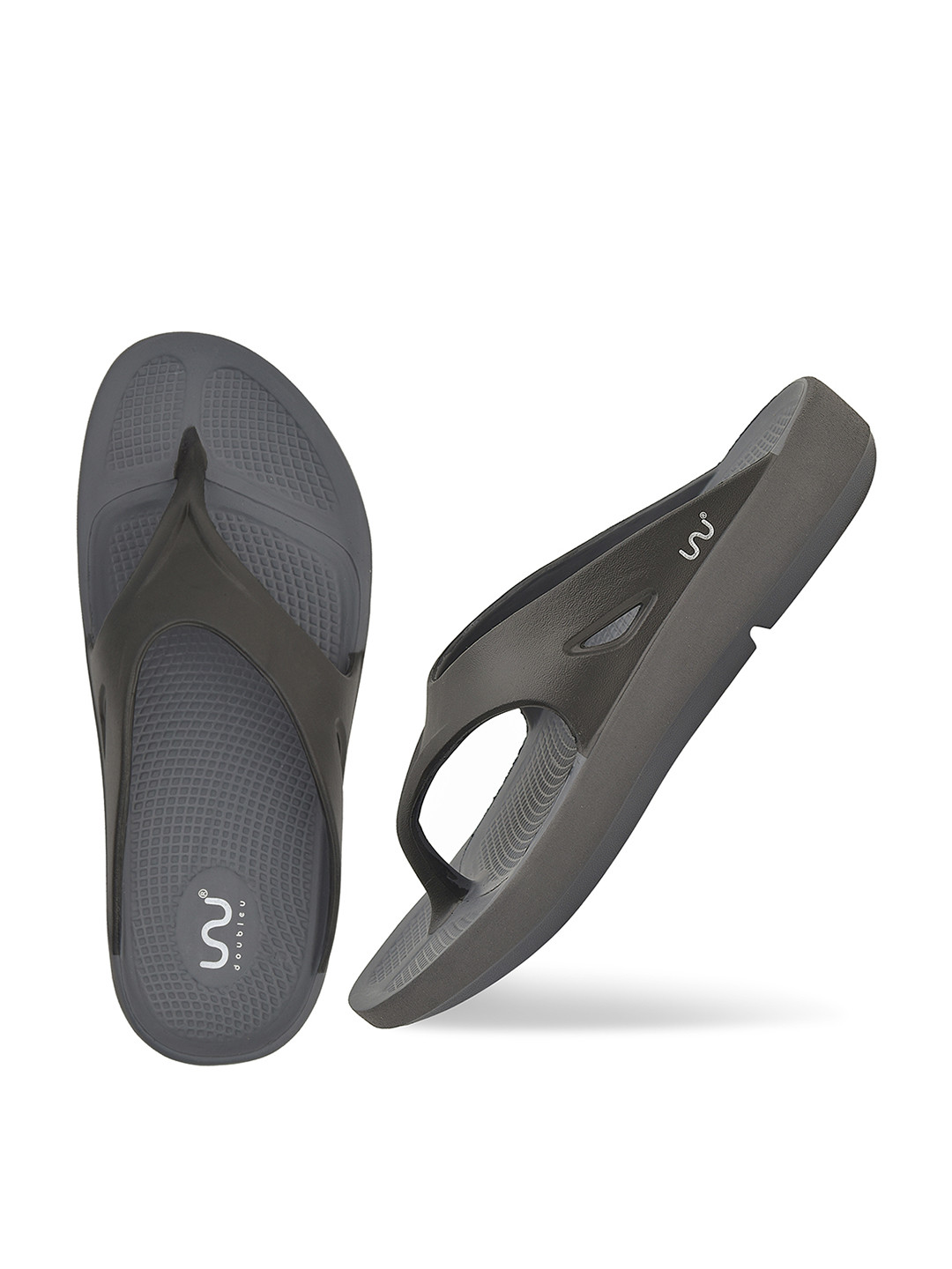 Buy Doubleu Men Grey & Black EVA Thong Flip Flops - Flip Flops for Men ...