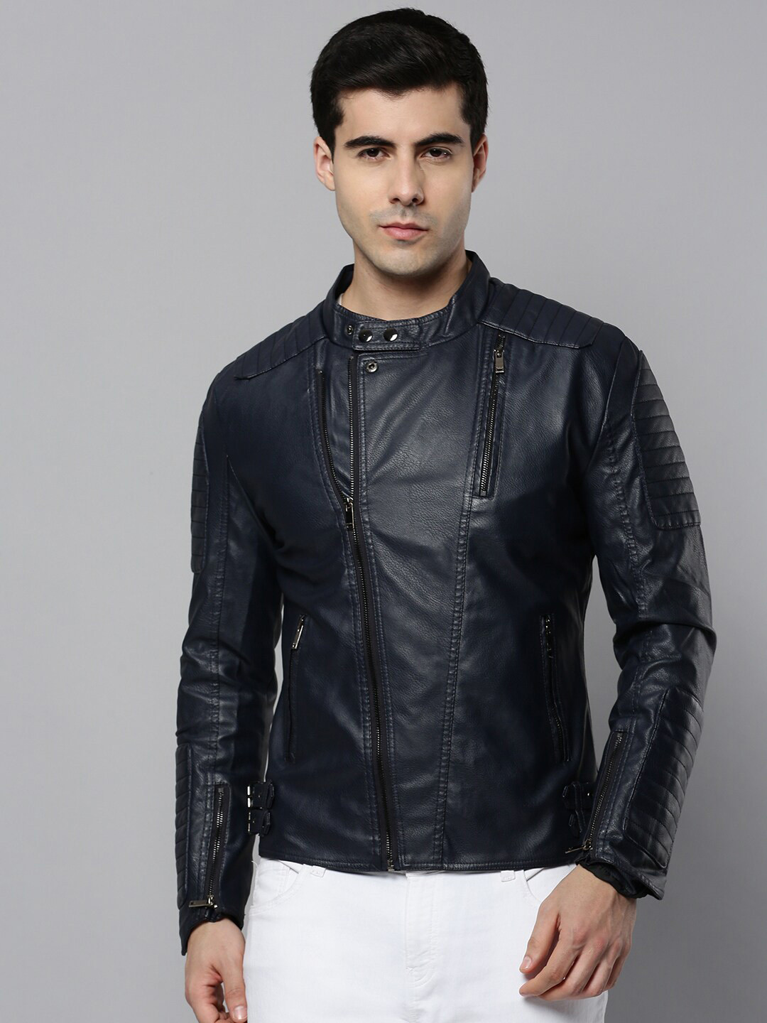 Buy SHOWOFF Men Zip Detail Leather Jacket - Jackets for Men 21317960 ...