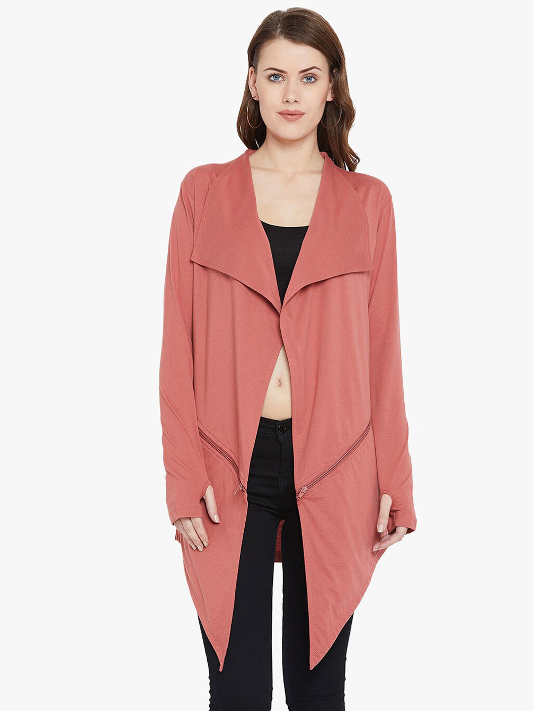 Buy Hypernation Women Pure Cotton Longline Shrug - Shrug for Women ...