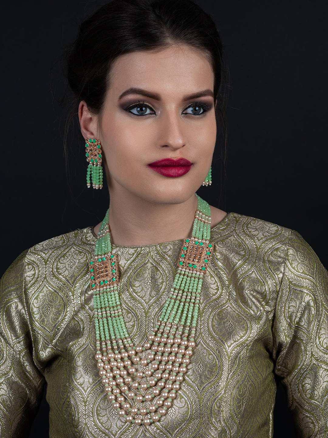 Buy ODETTE Stone Studded & Pearl Beaded Jewellery Set - Jewellery Set ...